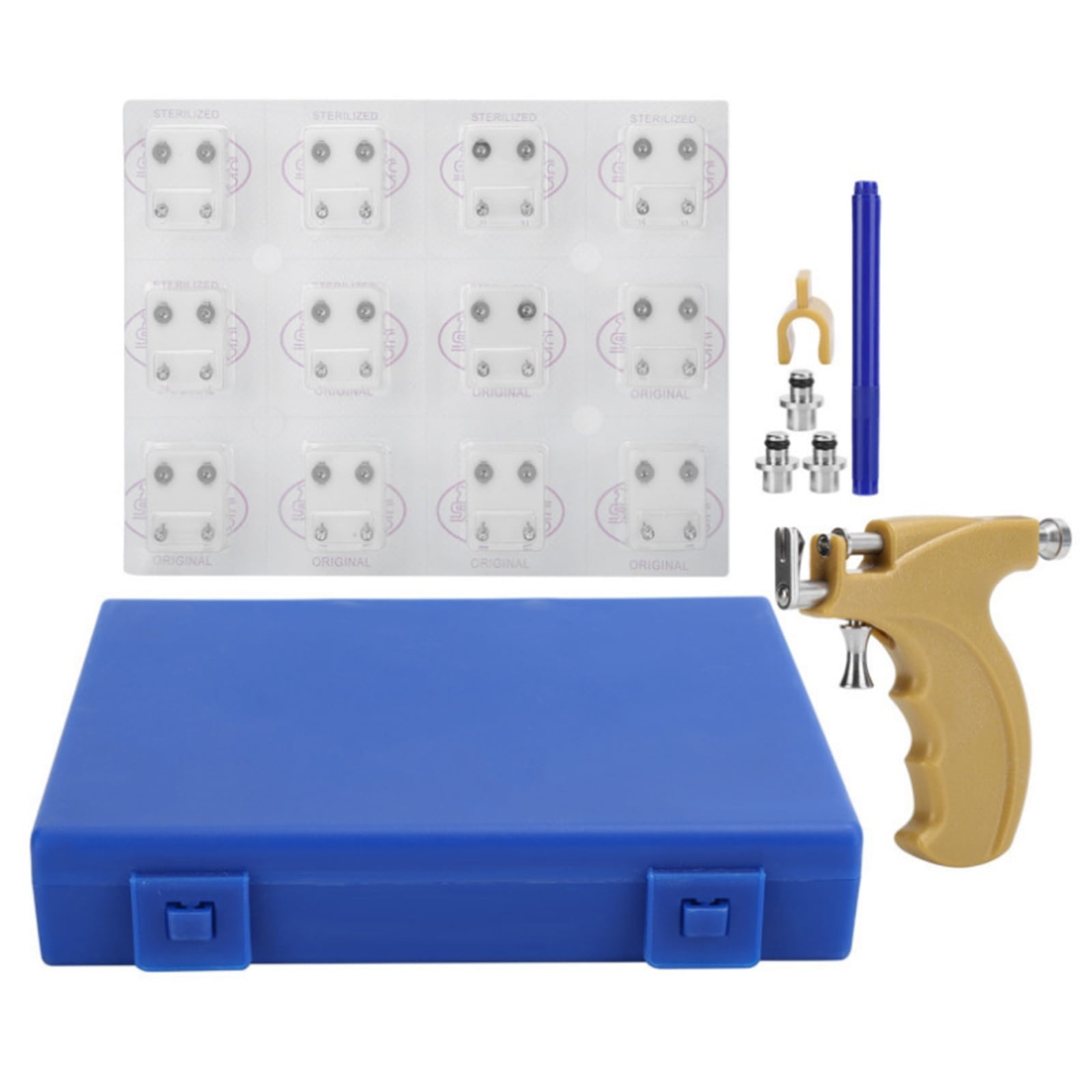 Walmeck Ear Piercing Kit with 24 Ear Studs Pen, Stainless Steel ...