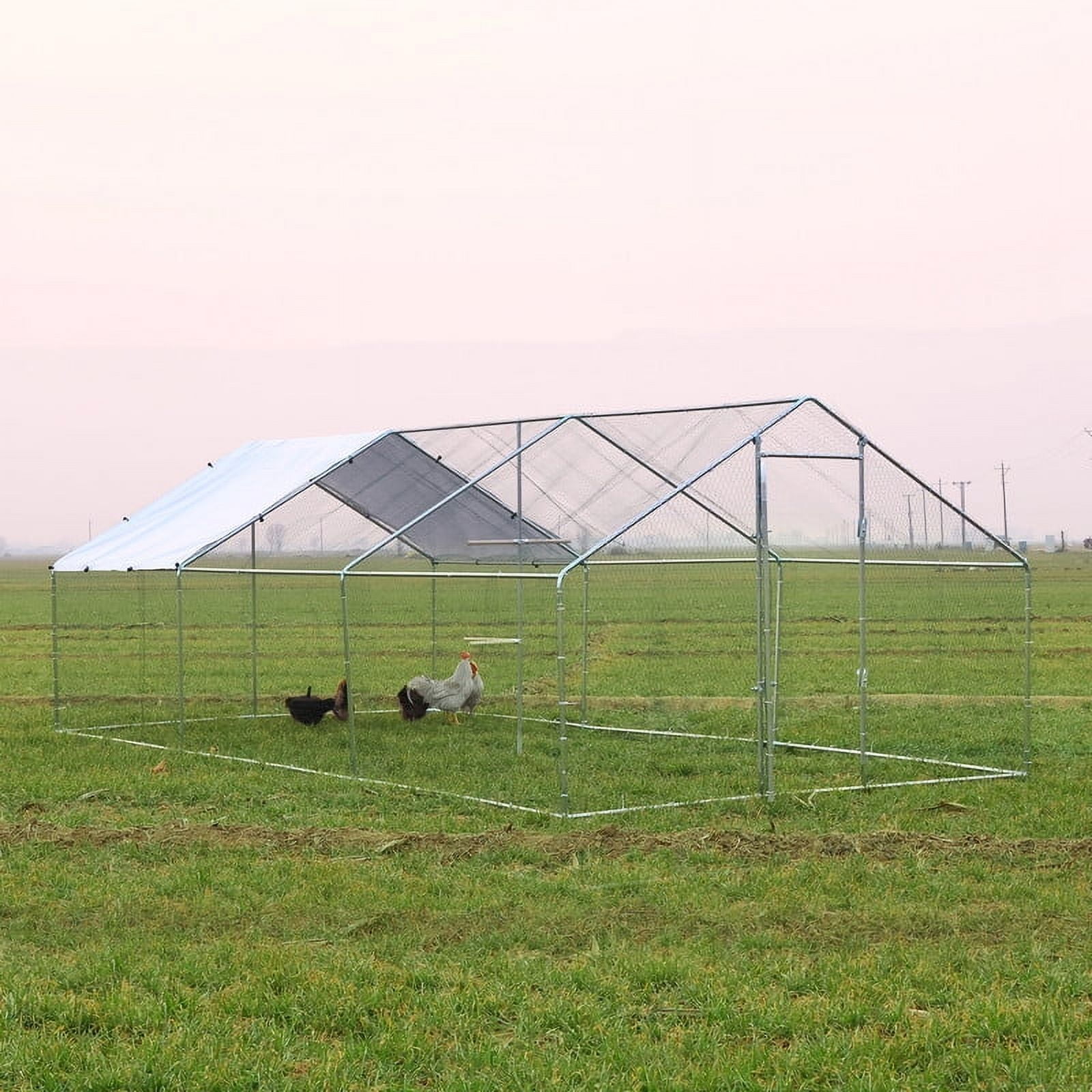 Walnest 10x20x6.6 FT Large Metal Chicken Coop, Walk-in Poultry Cage ...