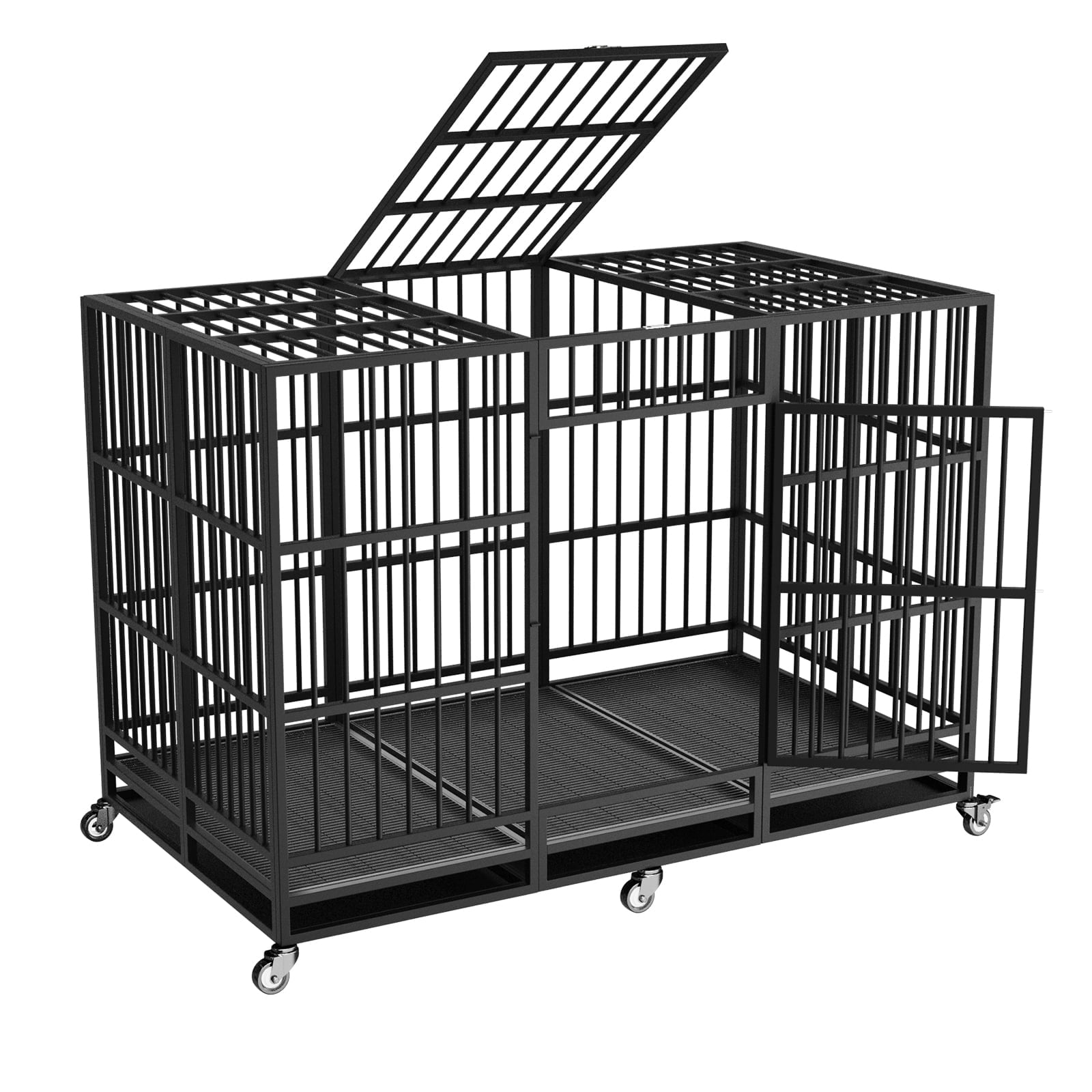 Walnest (63in) Large Heavy Duty Dog Crate Rustproof Sturdy Black Dog ...