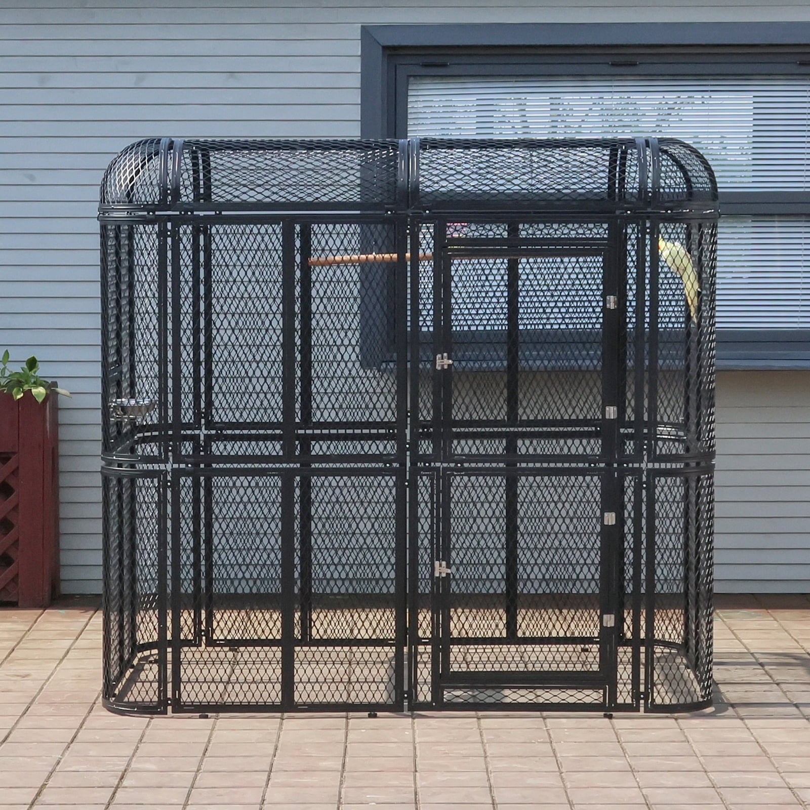 Walnest Large Walk-in Cage 77-inch Heavy Duty Bird Cage Outdoor Diamond ...