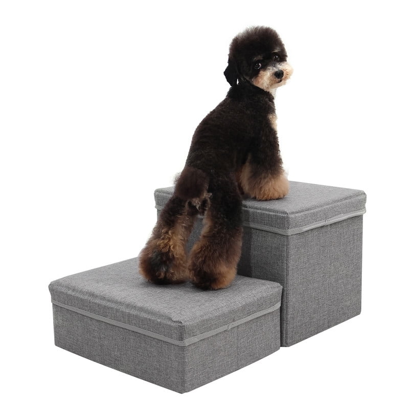 Walnest Pet Stairs 2-Step Dog Ramp Ladder with Storage Boxes,Folding ...