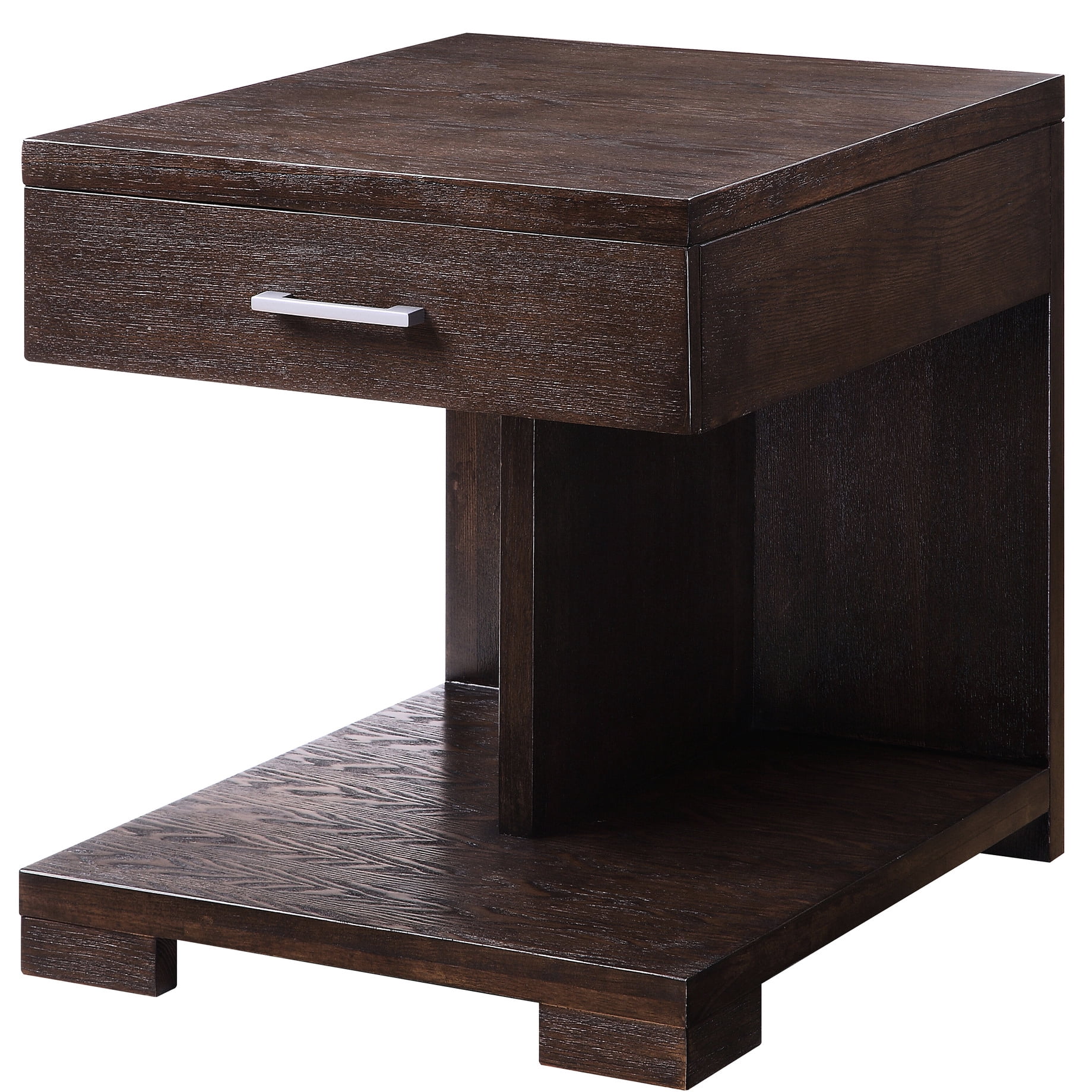 Walnut 1 End Table For Primary Living Space With Stable Shelving ...