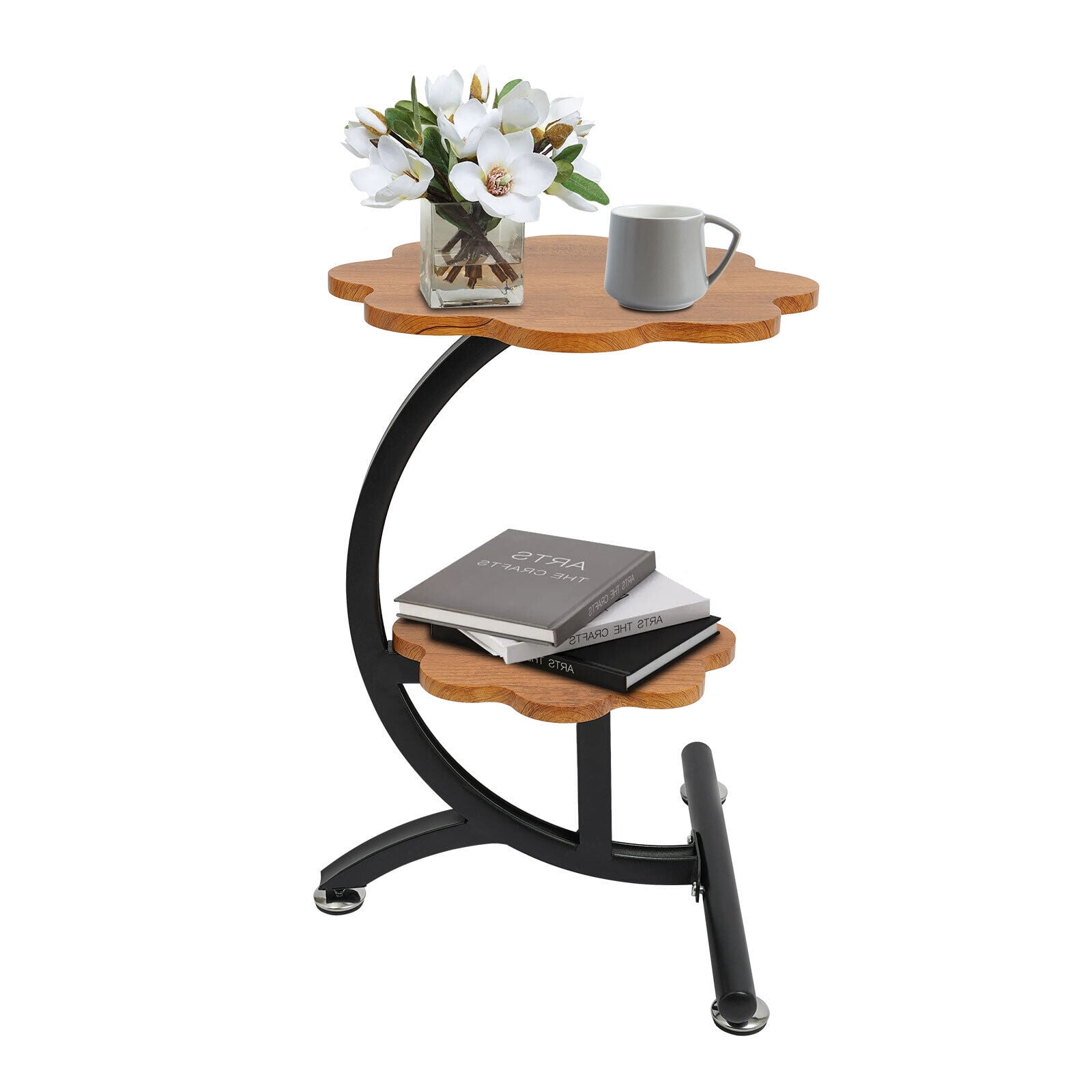 Walnut 2 Tiers Flower Sofa Side End Table Small Beside Table Nightstand ...