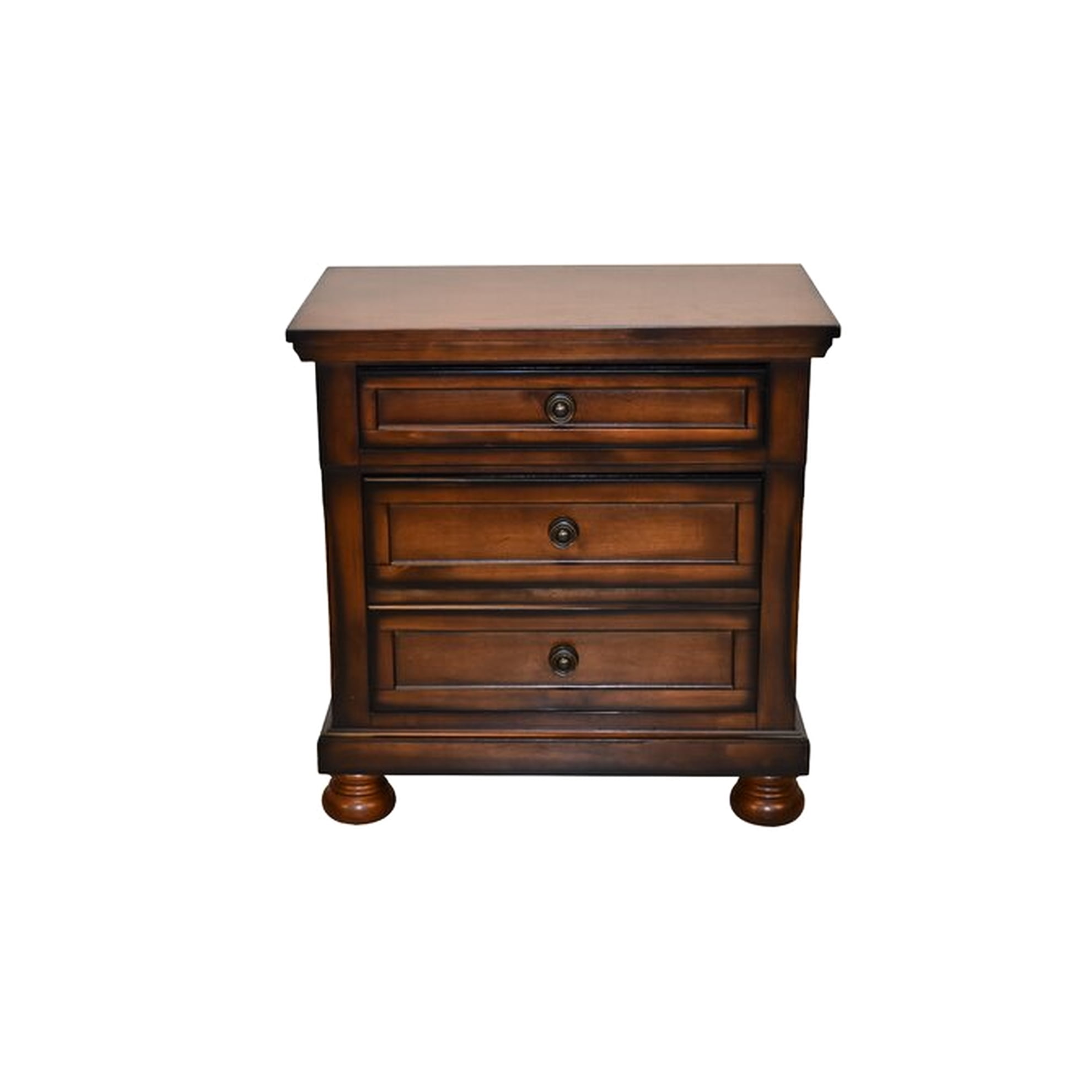 Walnut 3 Nightstand With Hidden Memento Chest Drawer - Bedroom Dark ...