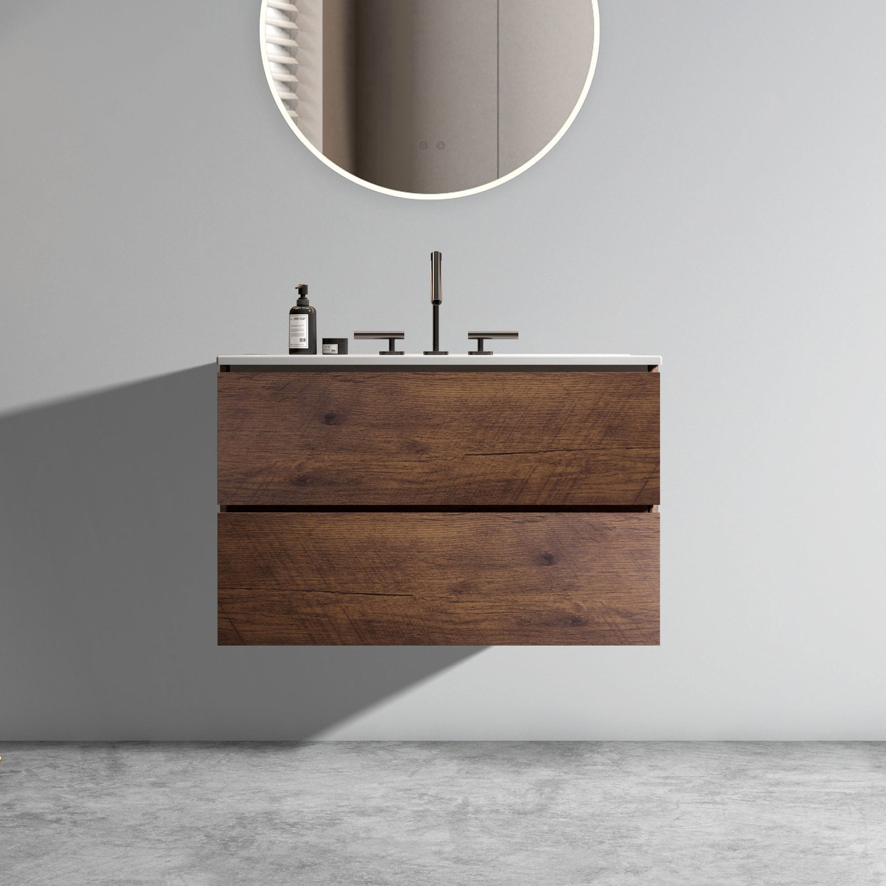 Walnut Appearance - Seamless Cabinet Design - Bathroom Renovation ...