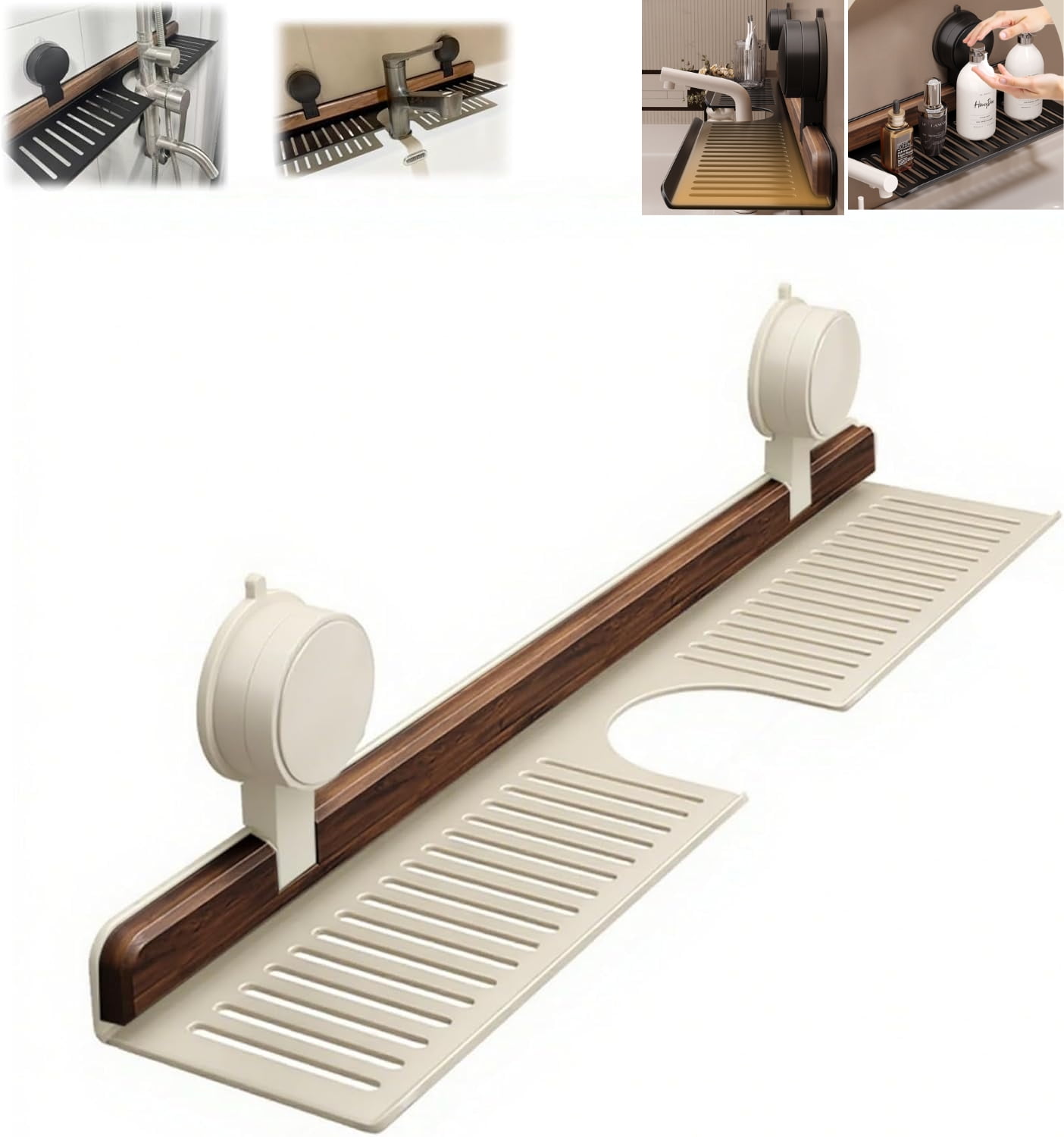Walnut Bathroom Suction Cup Shelf,Walnut Suction Cup Bathroom Storage ...