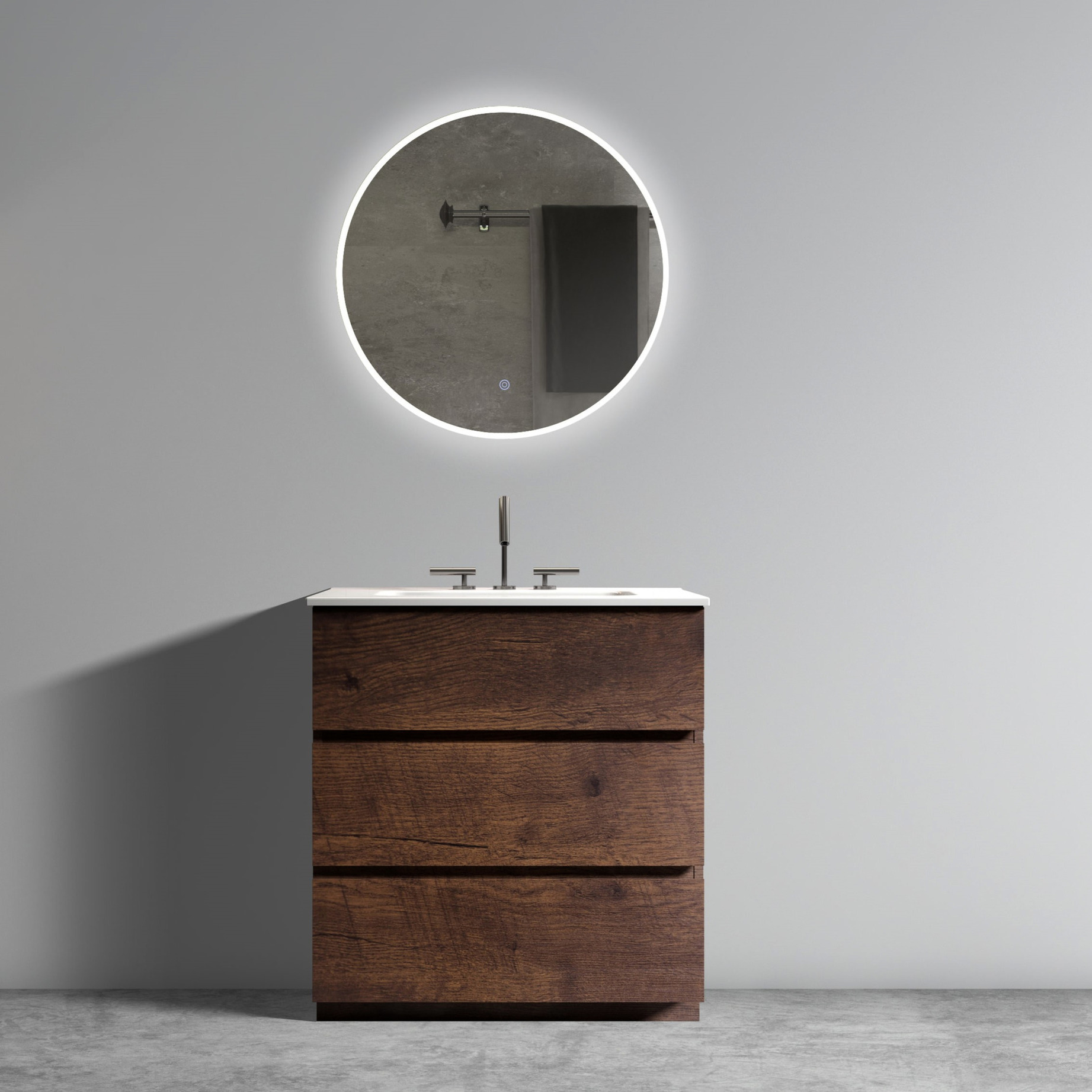Walnut Bathroom Vanity / E1 Grade Eco - friendly Boards, 20% More ...