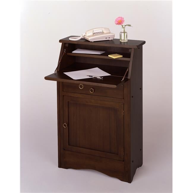 Walnut Beechwood Home Office Secretary Desk with Wood Writing Surface ...