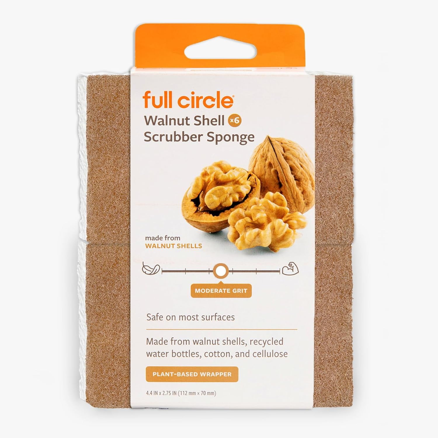 Walnut and Cellulose Scrubber Sponges – Pack of 6 – Powerful, Non ...
