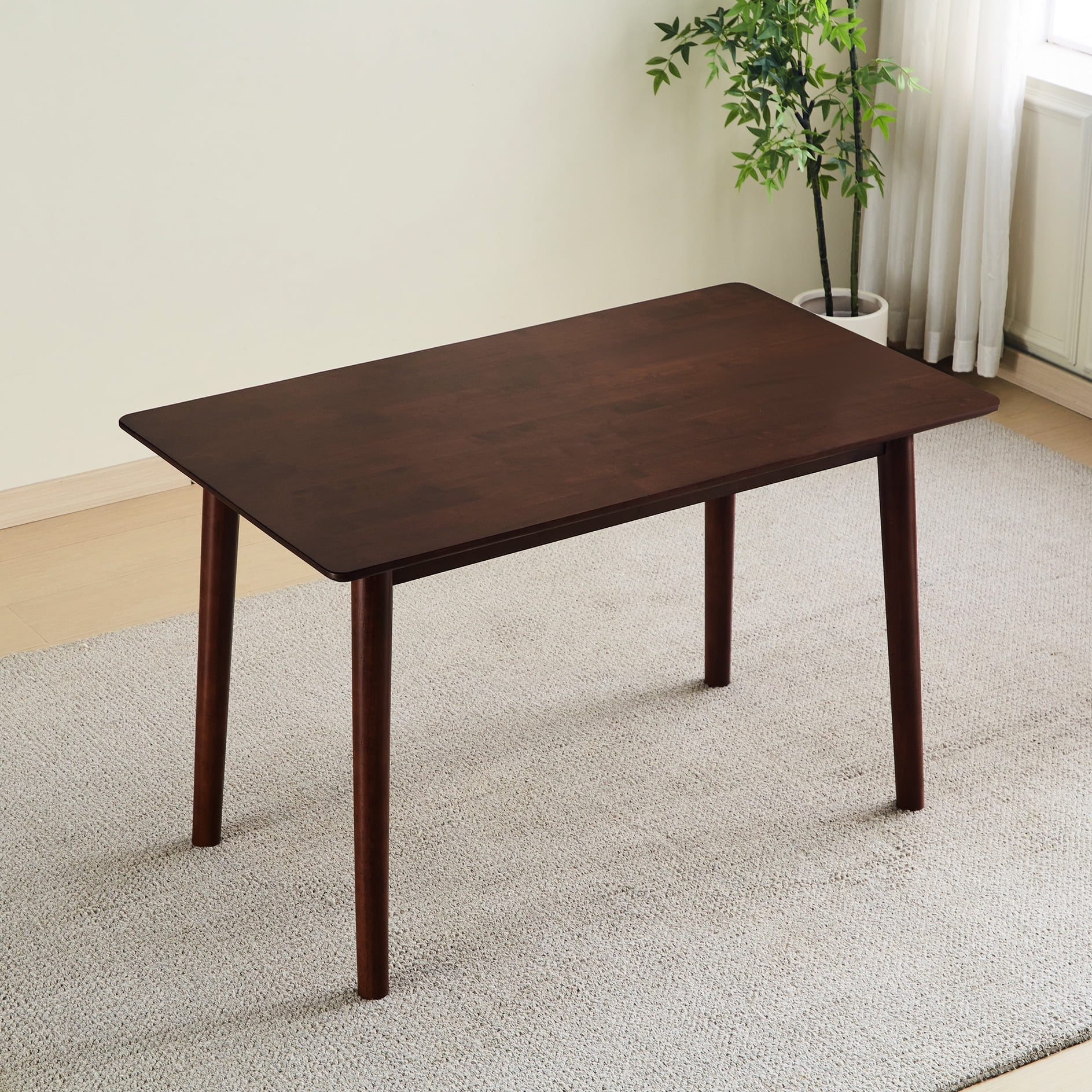 Walnut Color 47-inch Solid Wood Table - Dining For Compact Kitchen Area ...