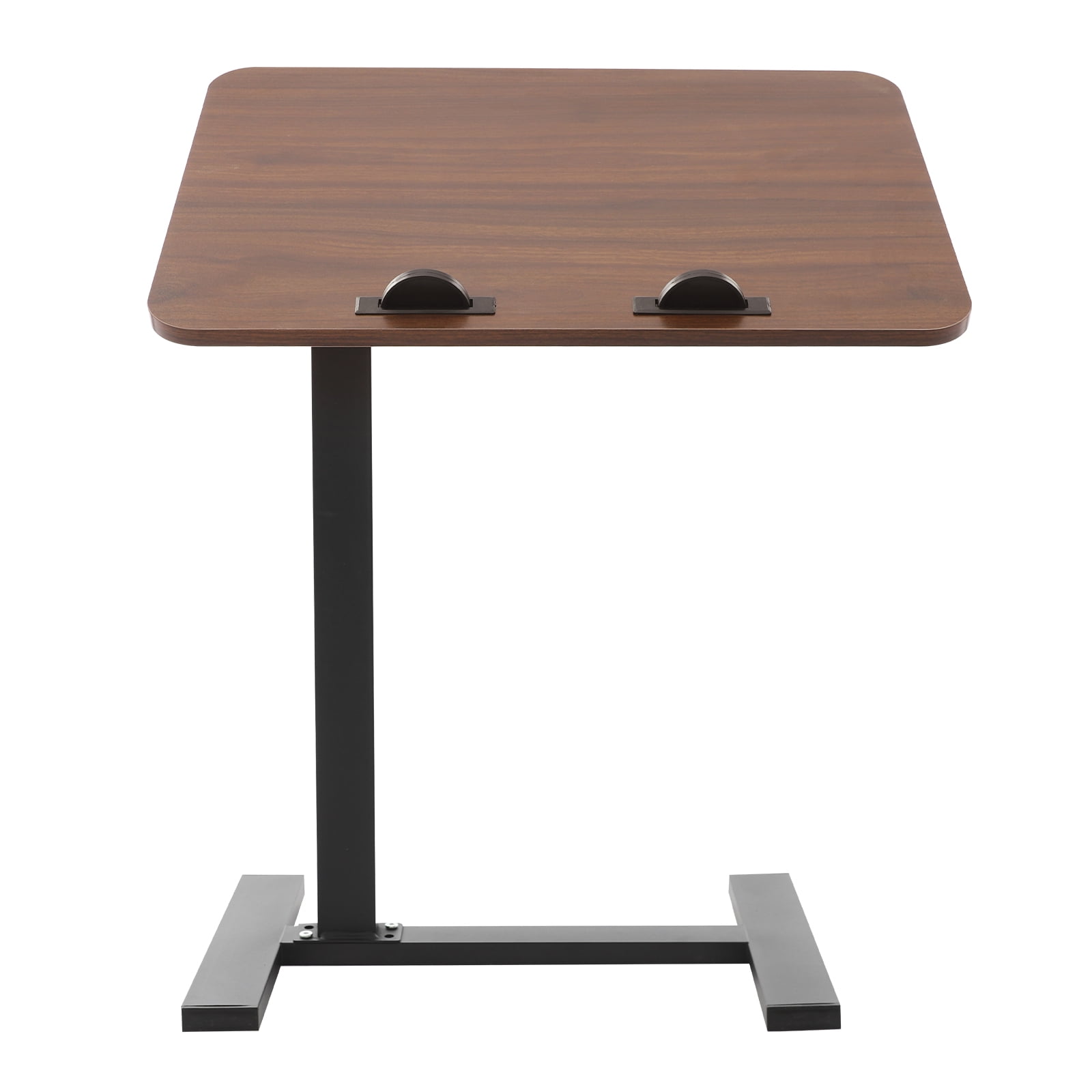 Walnut Color Adjustable Overbed Side Table with Wheels, C Shaped Laptop ...