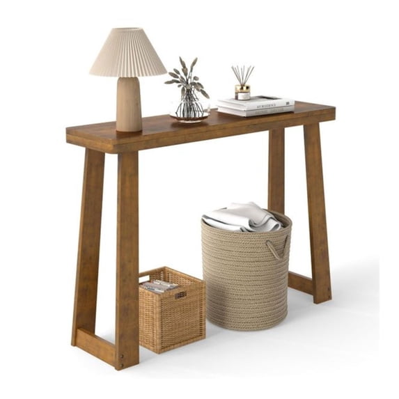 Walnut Console Table, 43" Narrow Entryway Table for Hallway, Solid ...