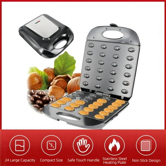 Electric Walnut Cookie Maker with 24 Holes - Multi-functional Waffle ...