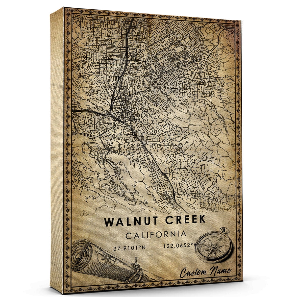 Walnut Creek Map Poster, California Map Art Poster, Canvas, Walnut ...