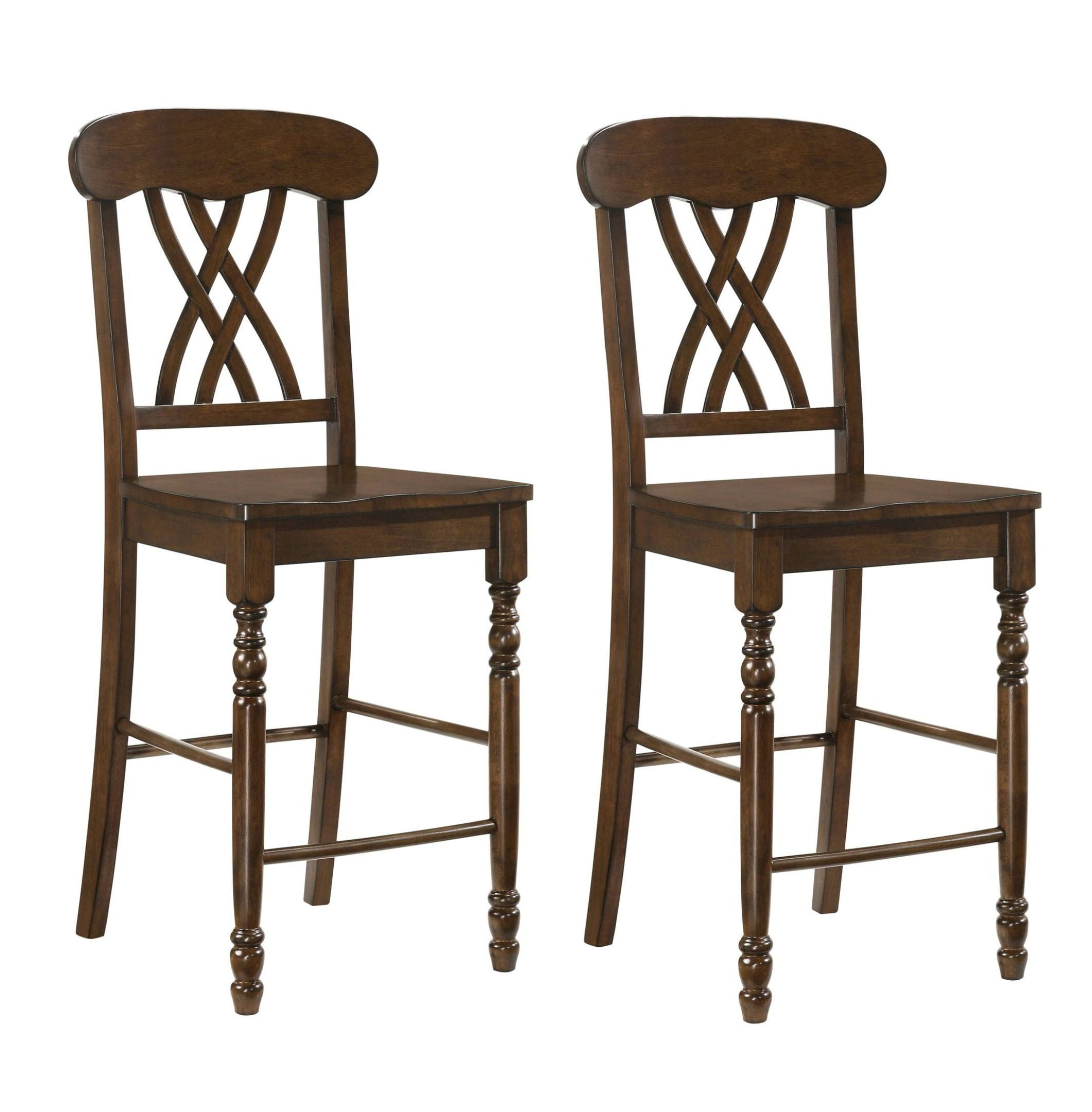 Walnut Cross Back Counter Height Stools (Set of 2) as Pic - Walmart.com