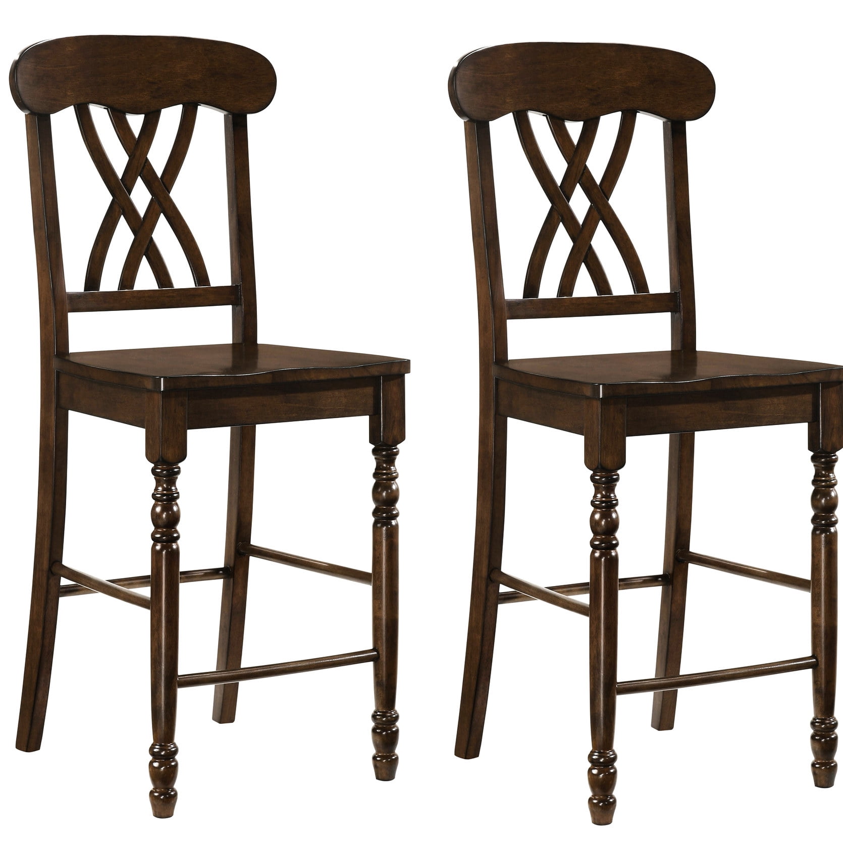 Walnut Cross Back Dining Chairs (2 in a Set) | Classic Legs & Footrest ...