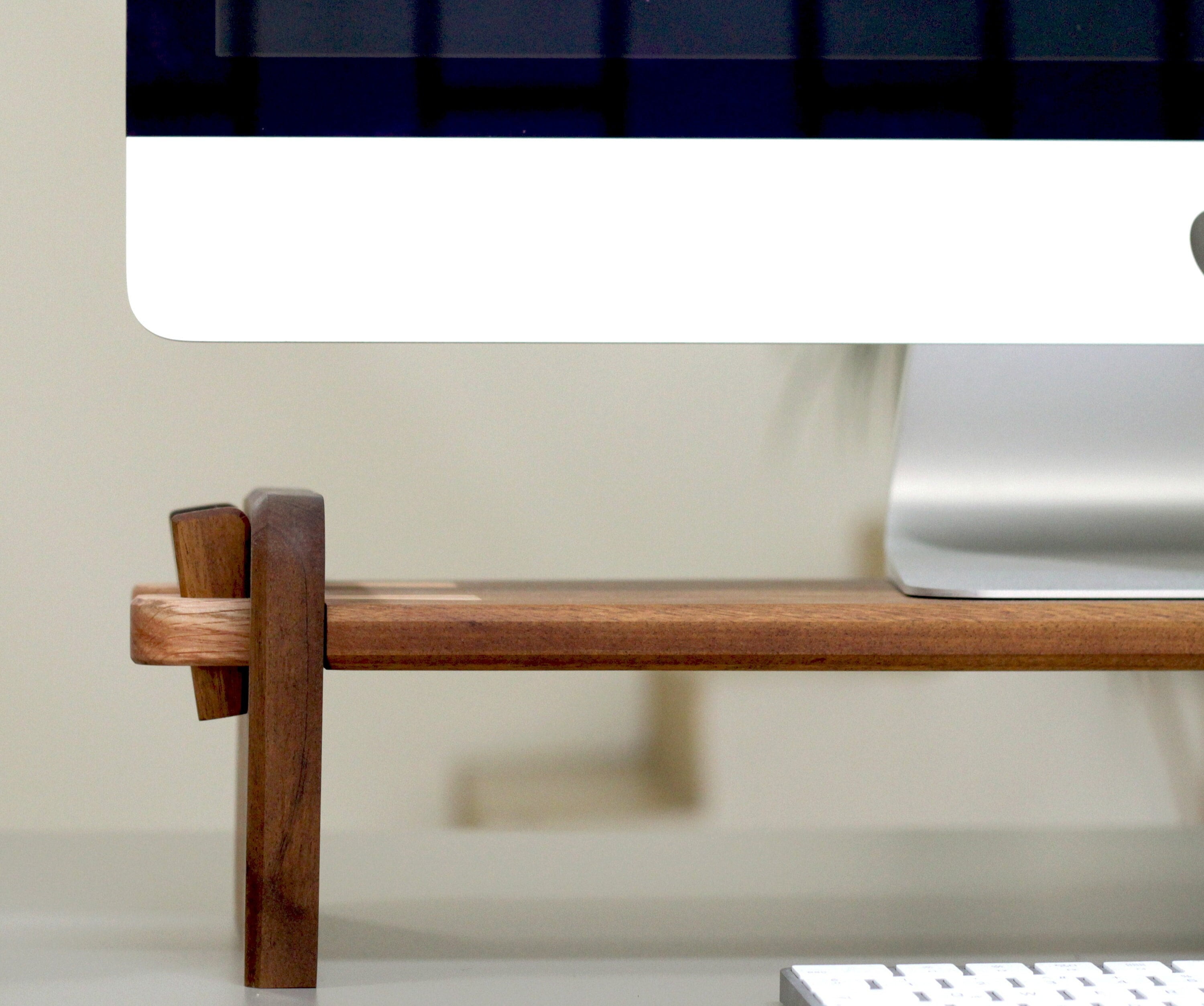 Walnut Desk Shelf, Japanese Style Wooden Monitor Stand, Desk Shelf ...