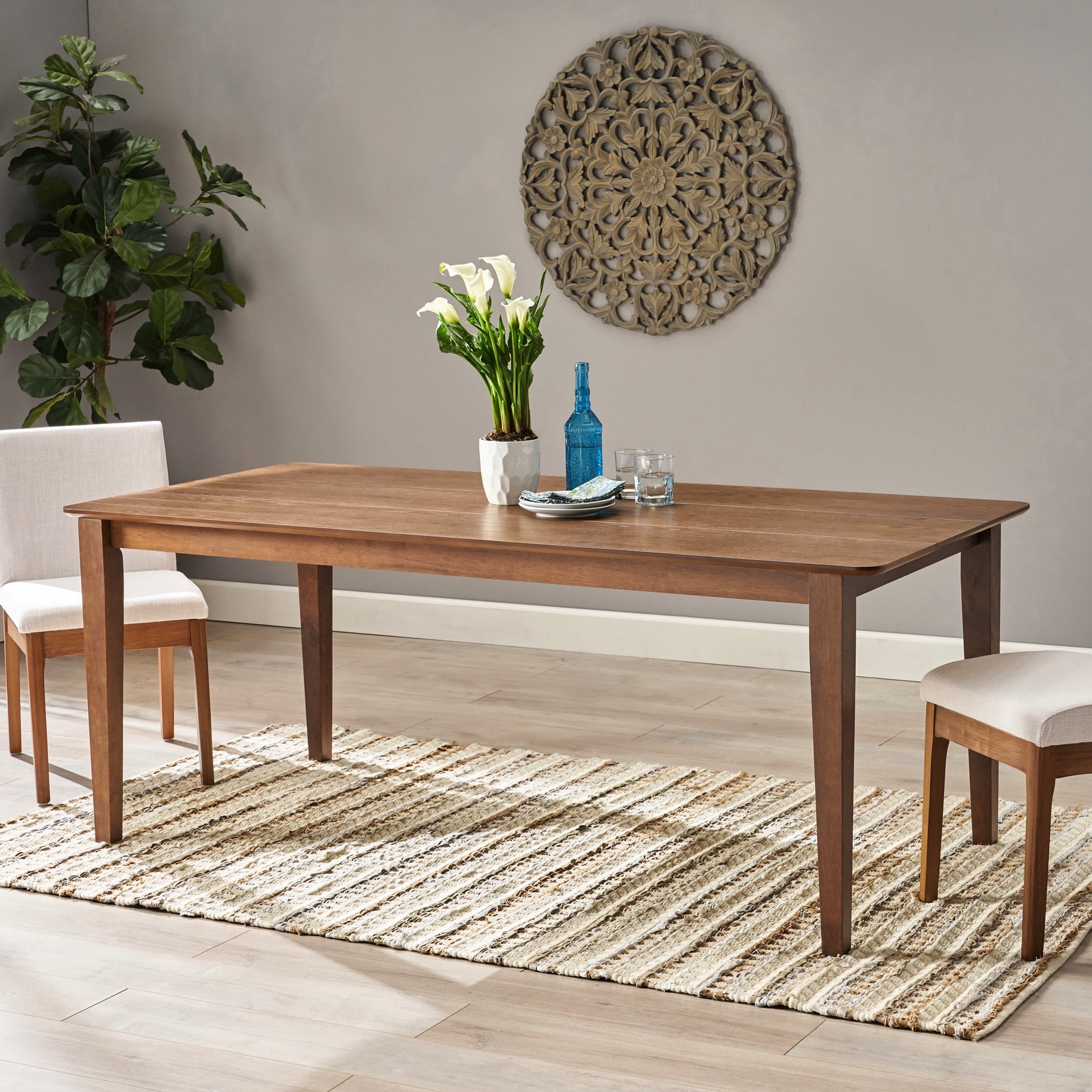 Walnut Dining Table With Appeal, Square Leg Configuration, Solid Wood ...