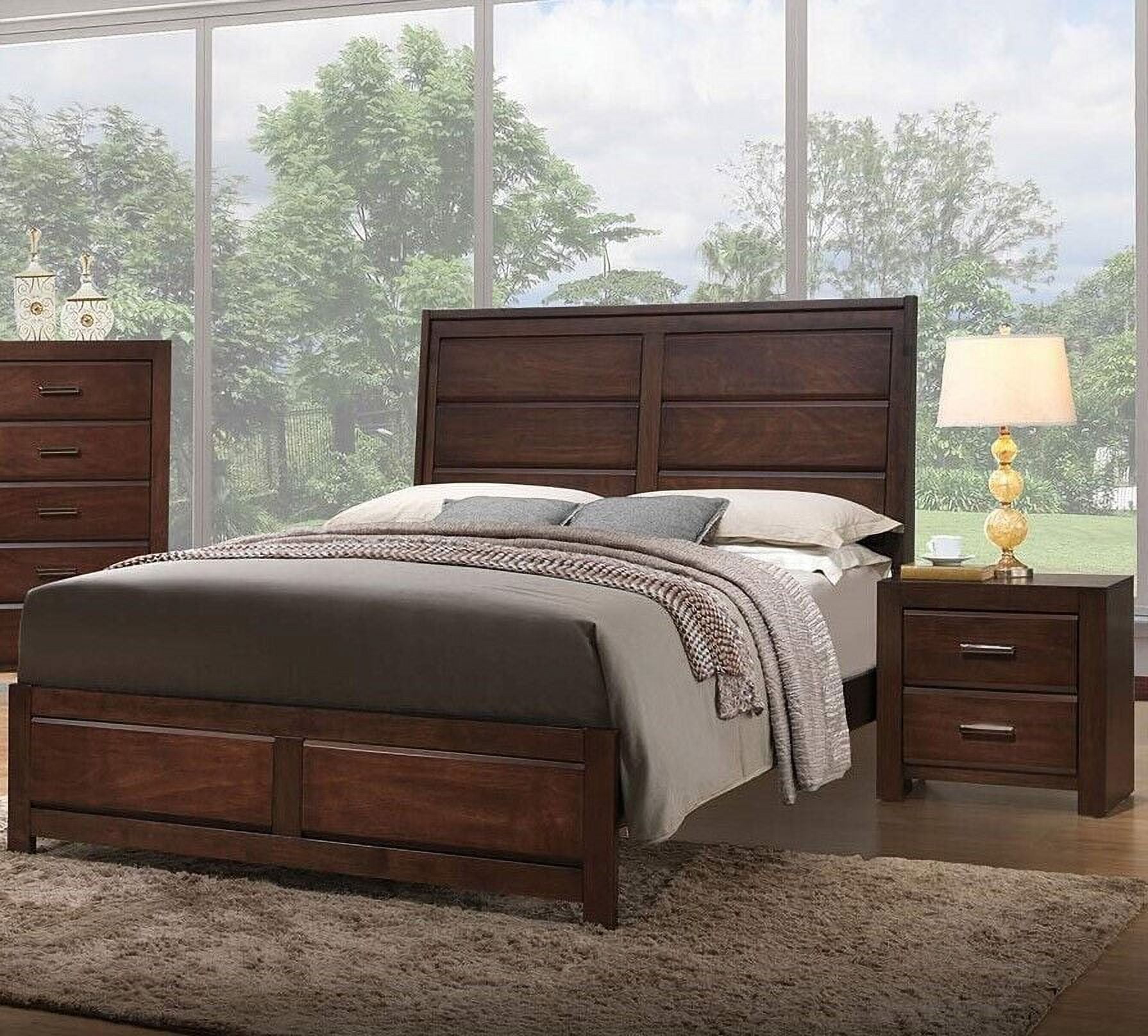 Walnut Finish 3pc Bedroom Set Queen Size Bed 2x Nightstands ...