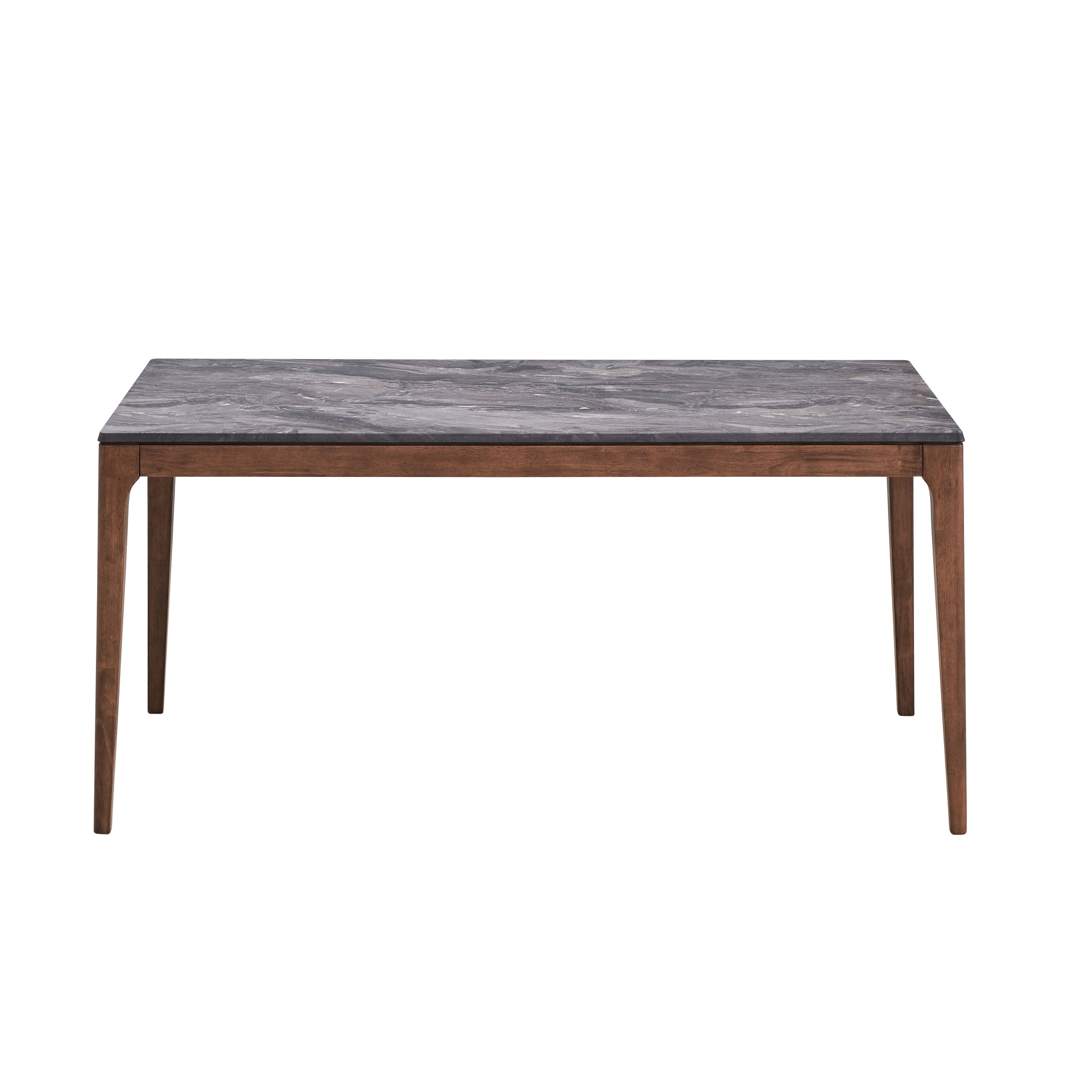 Walnut Finish Dining Table With Engineered Stone Surface - Elegant ...