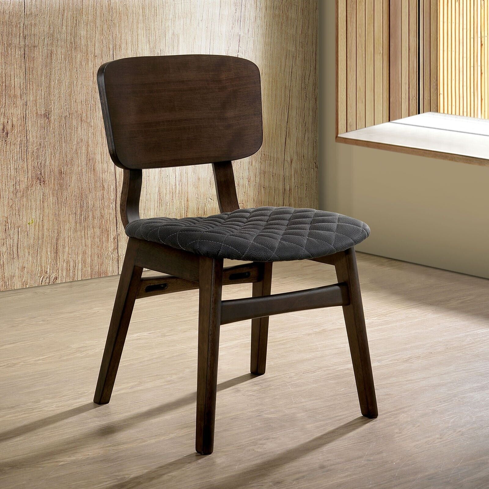 Walnut Finish Set of 6 Side Chairs Curved Back Chairs Dining Room ...