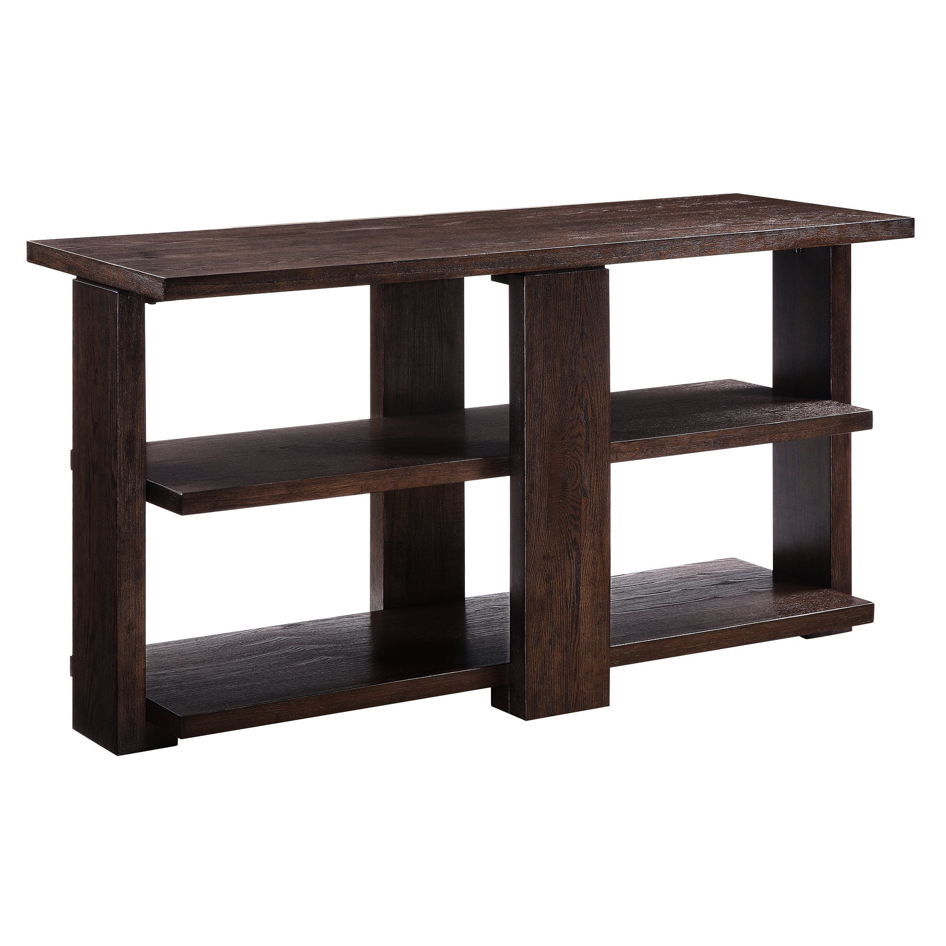Walnut - Finished Rectangular Sofa Table | Shelf Storage in Primary ...