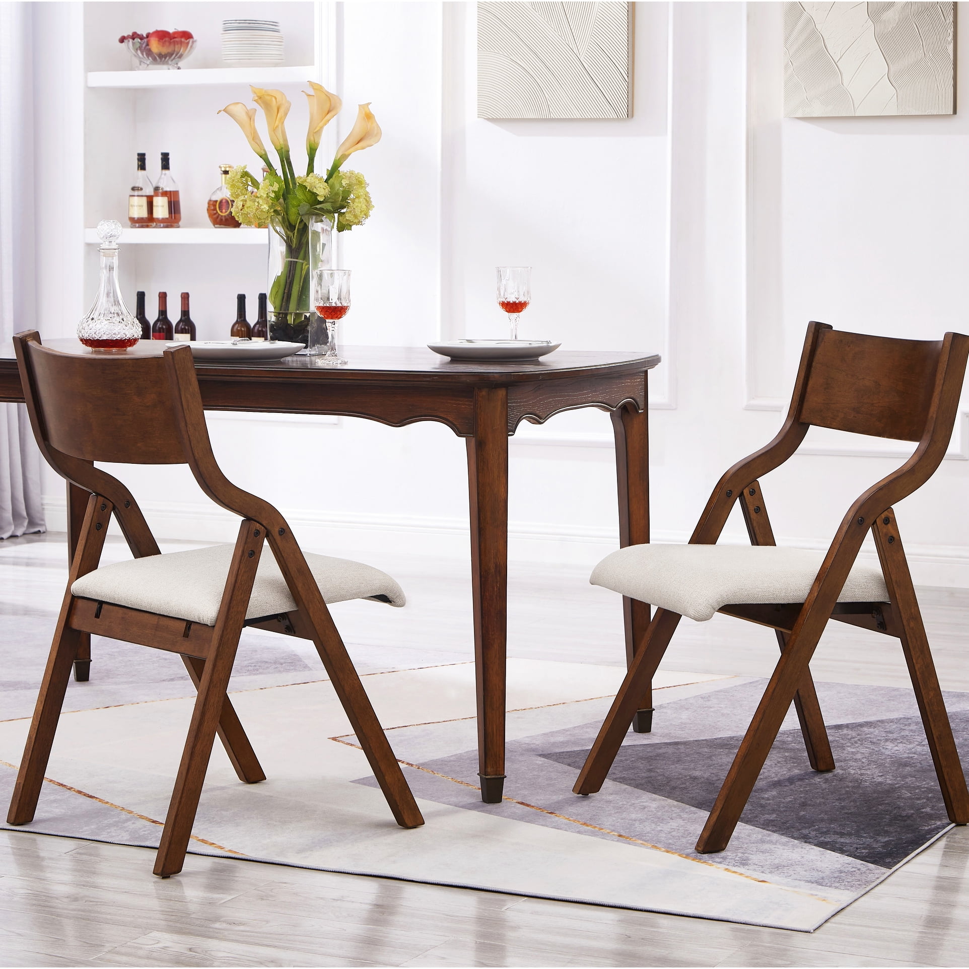 Walnut Folding Dining Chair , Space Saving Model, Ergonomic Cushion ...