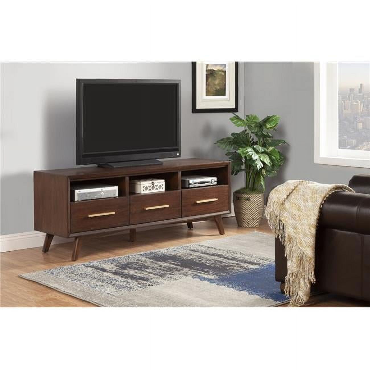 Walnut & Gold Mid Century Modern TV Console - Walmart.com
