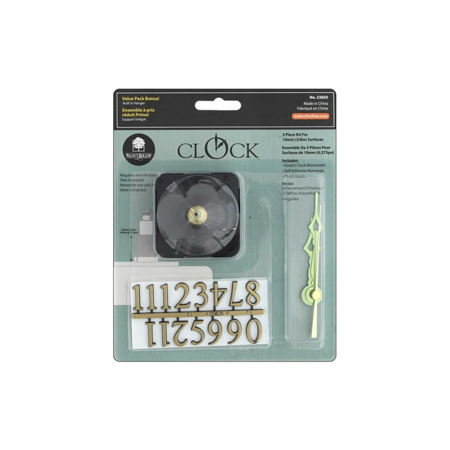 Walnut Hollow Clock Movement with Hands & Numerals for 3/8-inch Thick ...