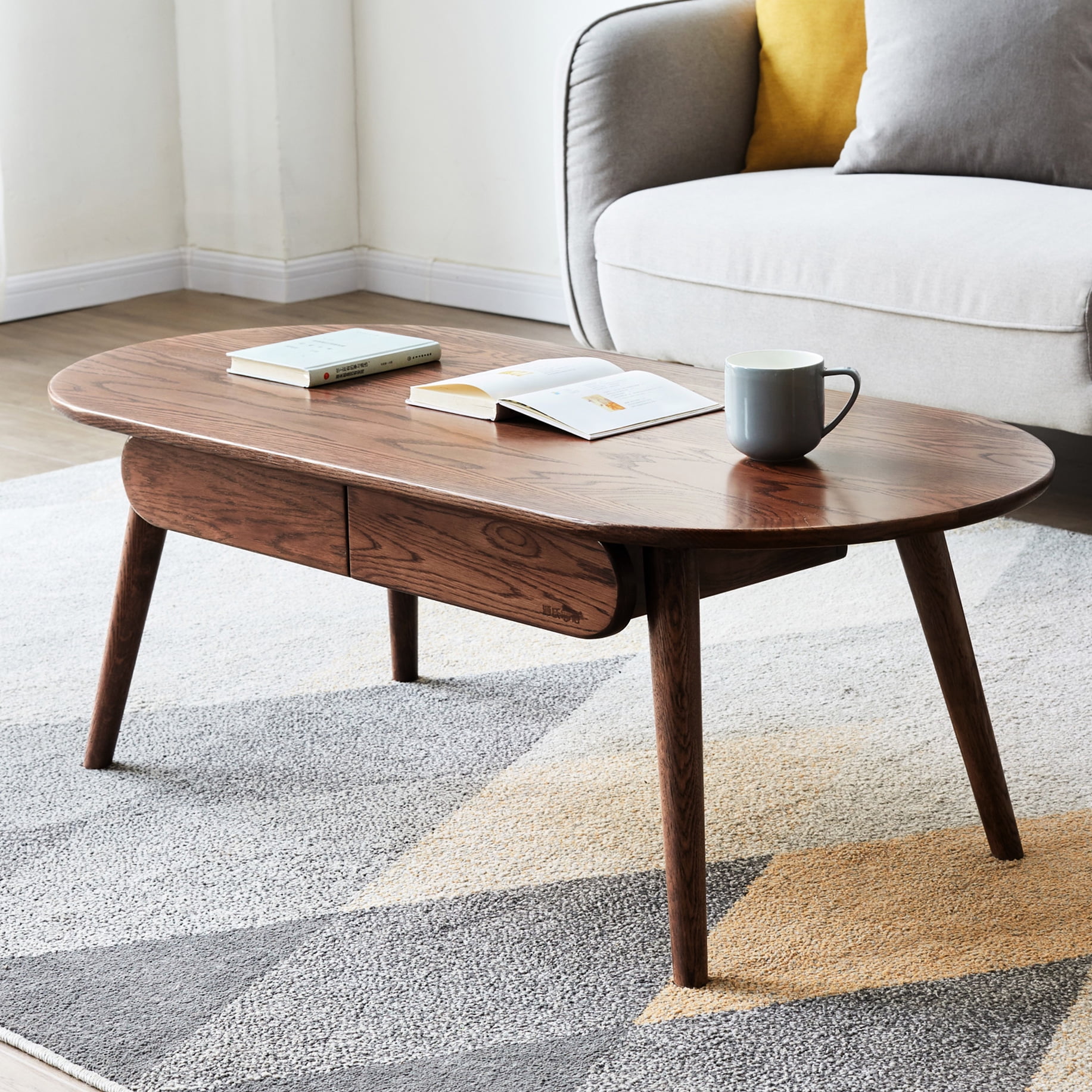 Walnut Kitchen Table - Solid Oak, Drawer Convenience, Functional Eating ...