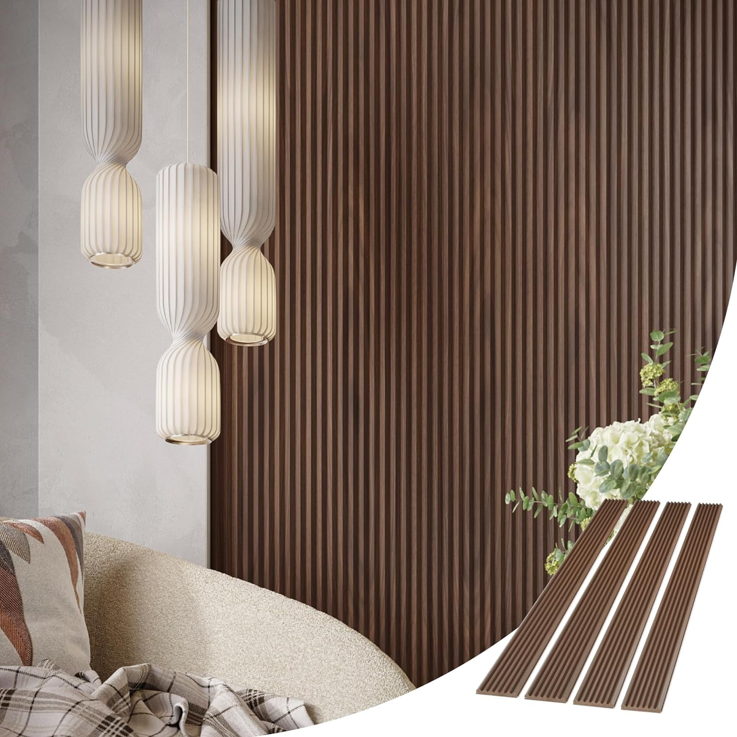 Walnut Laminate Zigzag Fluted Tambour Wood Effect Wall Panels 3D Wall ...