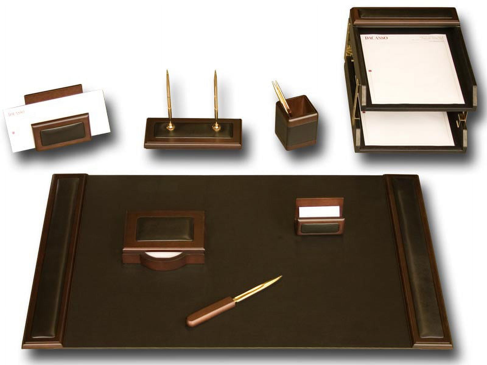 Walnut & Leather 10-Piece Desk Set - Walmart.com