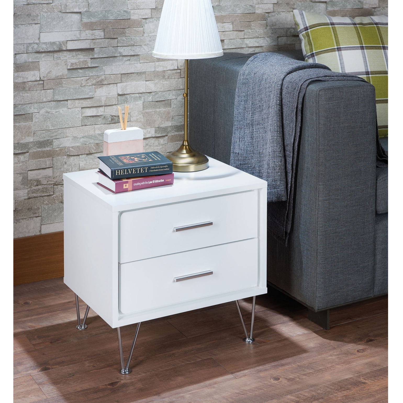 Walnut Nightstand,Mirror Night Stand,Night Table In Walnut Wooden ...