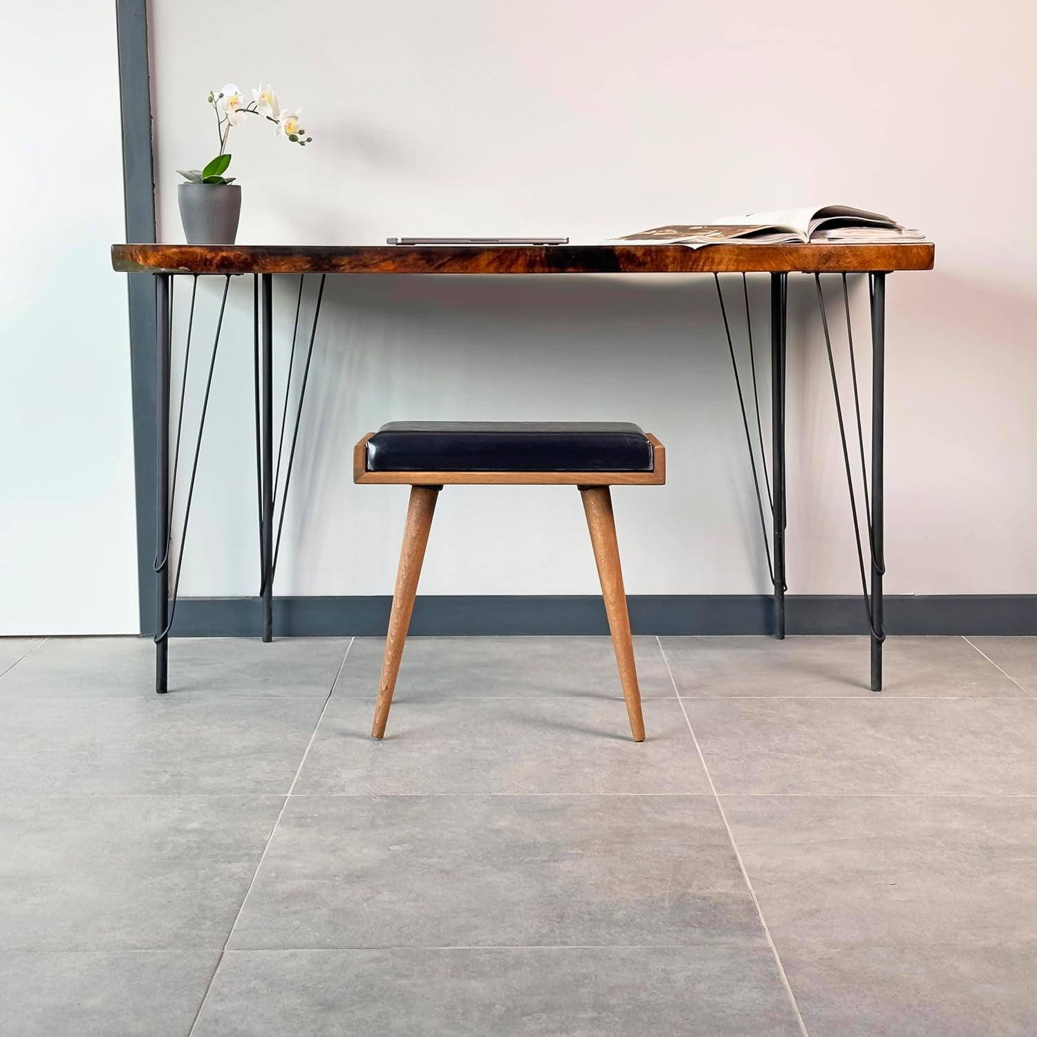 Walnut Ottoman Stool for Living Room | Versatile as a Piano Bench | Ideal Bedroom Bench ...