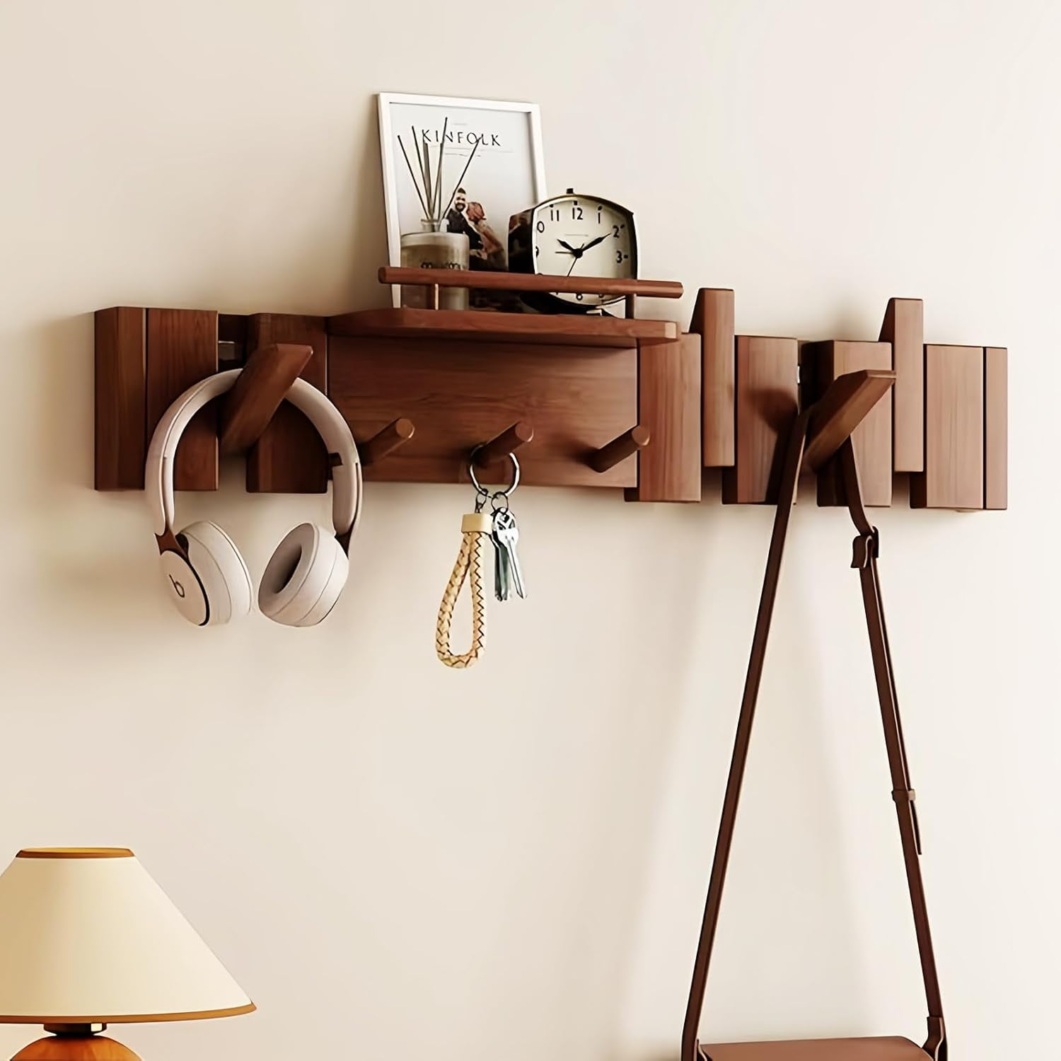 Walnut Paint- Hooks Wall Mounted Coat RackHooks Piano Key Hangers ...