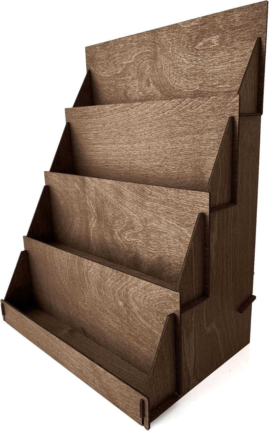 Walnut Portable 4 Tier Greeting Card & Rack Card Display - Counter Top ...