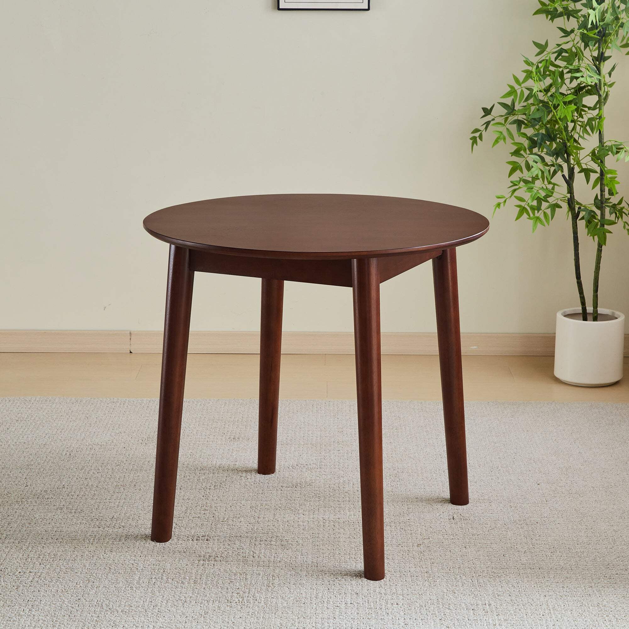 Walnut Round Table, All Solid Wood, Can Sit 2 4 People Diameter 31.5 ...