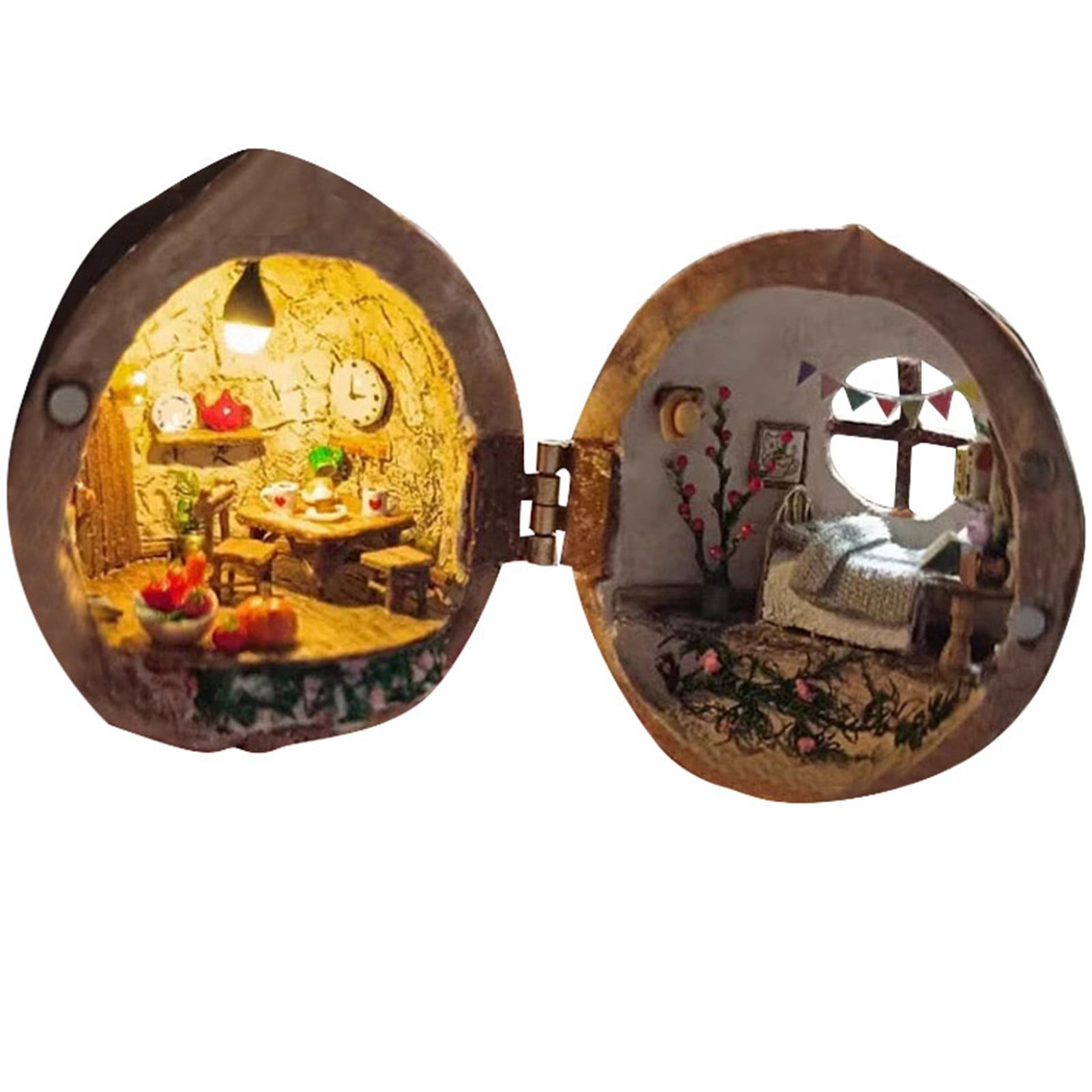 Walnut Shell Dollhouse Walnut Shells for Crafts Mini Bookstore Tiny ...