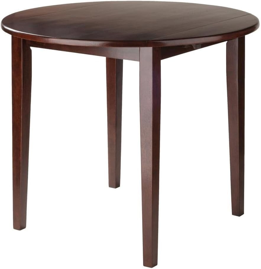 Walnut Small Round Drop Leaf Table – Extendable Folding Dining Table ...