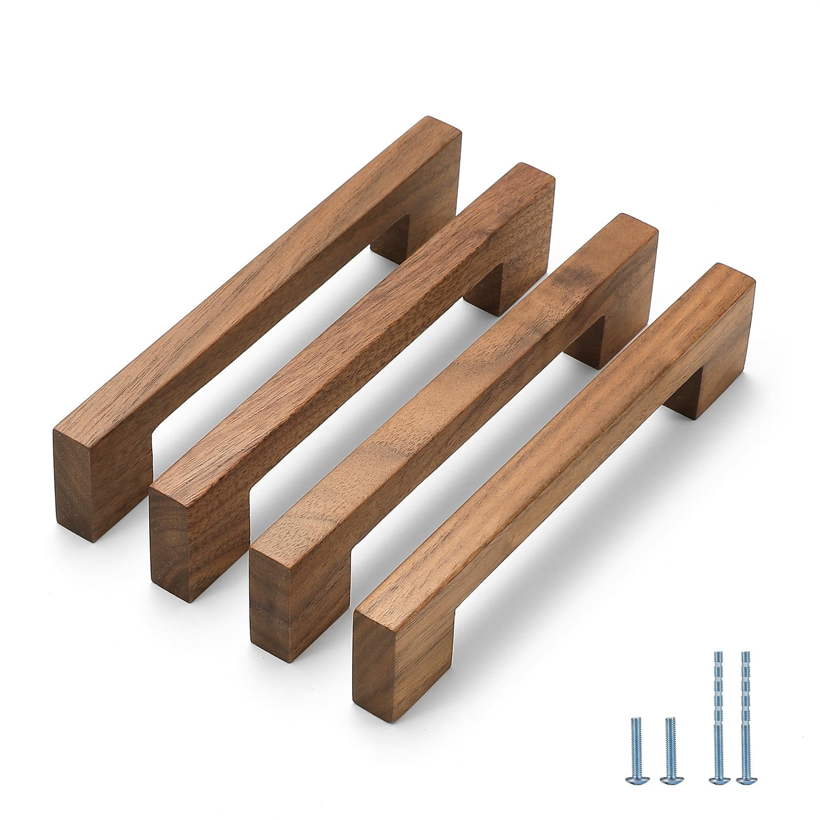 Walnut Square 5 In 6 Pcs Wooden Drawer Pulls Handle Pulls For Cabinets ...