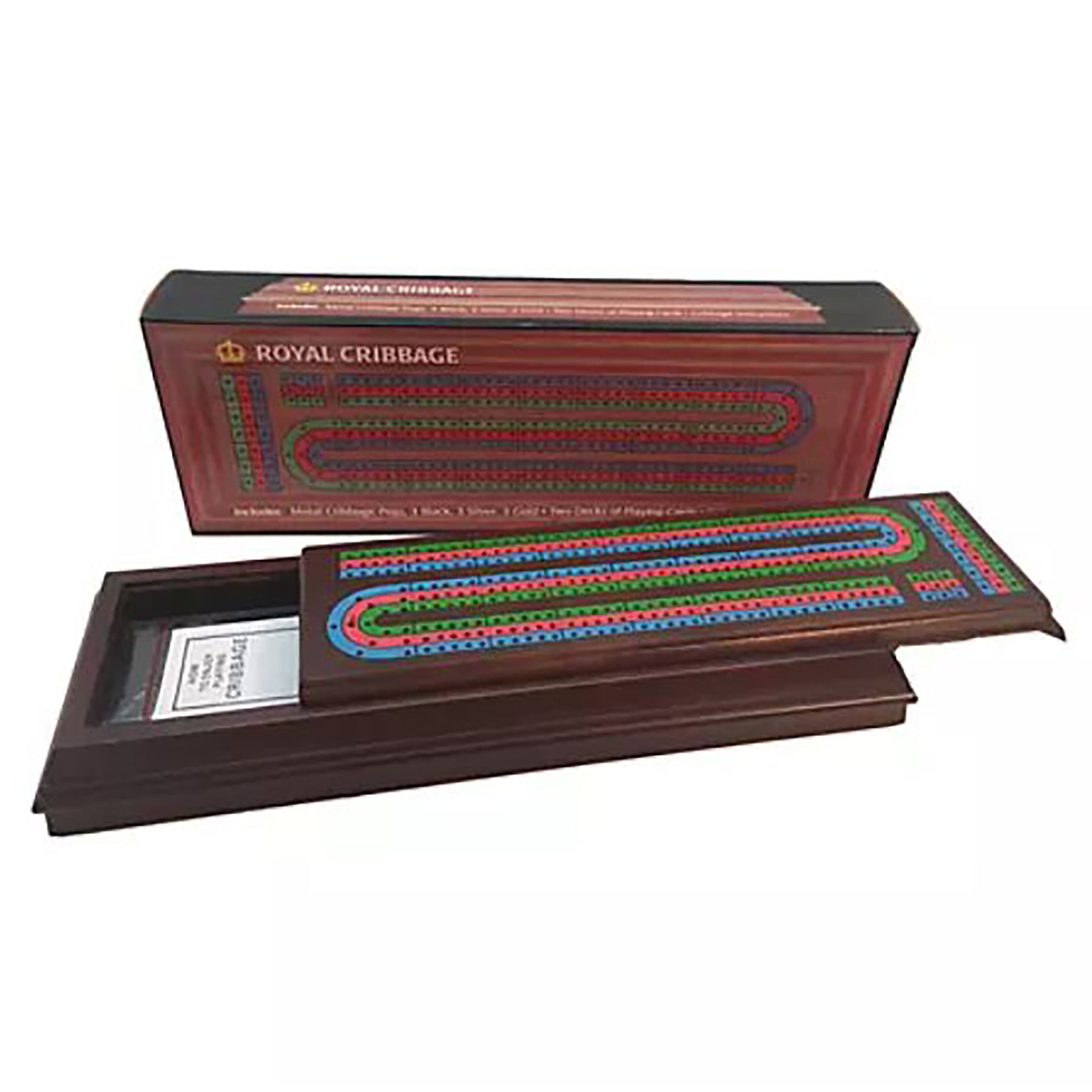 Walnut Stained Cribbage Box, 3-Track - Walmart.com