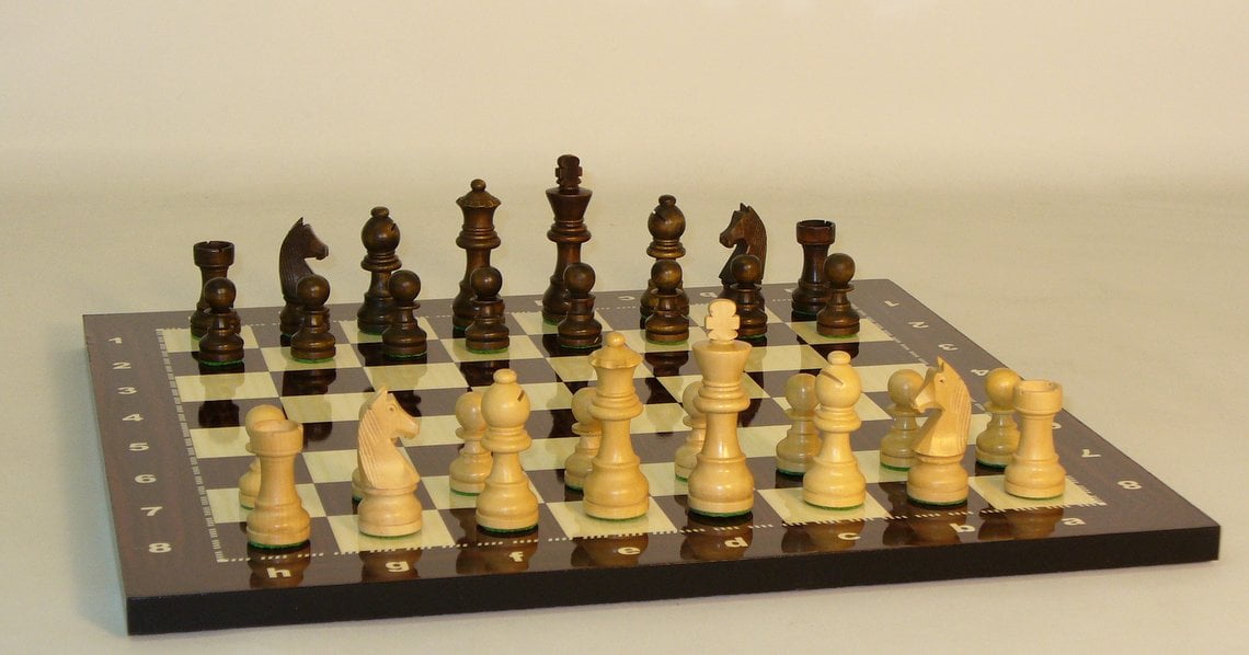 Walnut Stained German Chessmen on Alpha Numeric Chess Board - Walmart.com