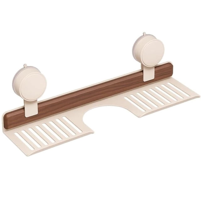 Walnut Suction Cup Bathroom Shelf, Wall Mounted Suction Cup Shelf ...