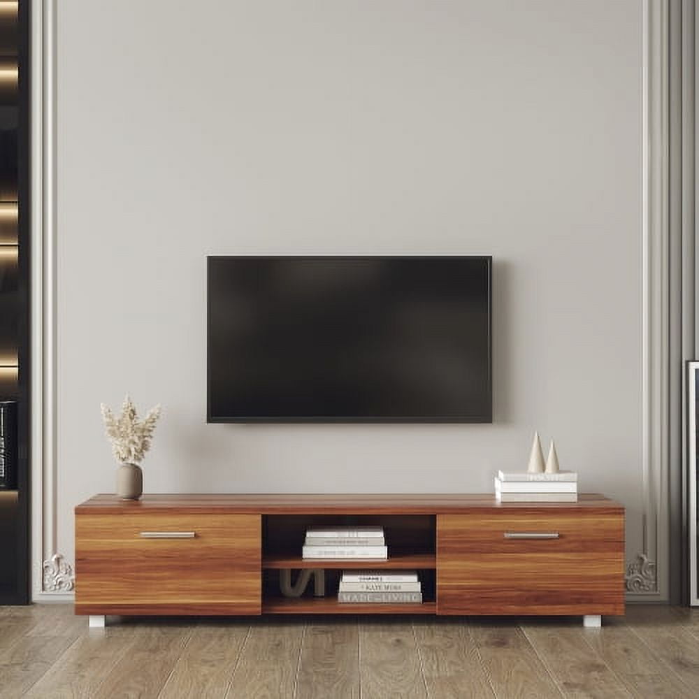 Walnut TV Stand for 70 Inch TV Stands, Media Console Entertainment ...