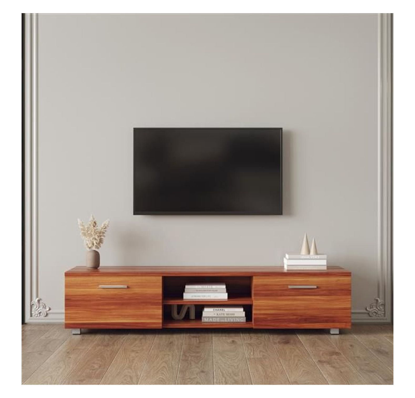 Walnut TV Stand for 70 Inch TV Stands, Media Console Entertainment ...