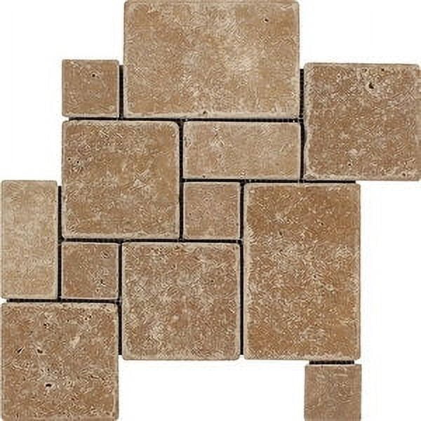 Walnut Travertine 4-Pieced OPUS Mini-Pattern Tumbled Mosaic Tile ...
