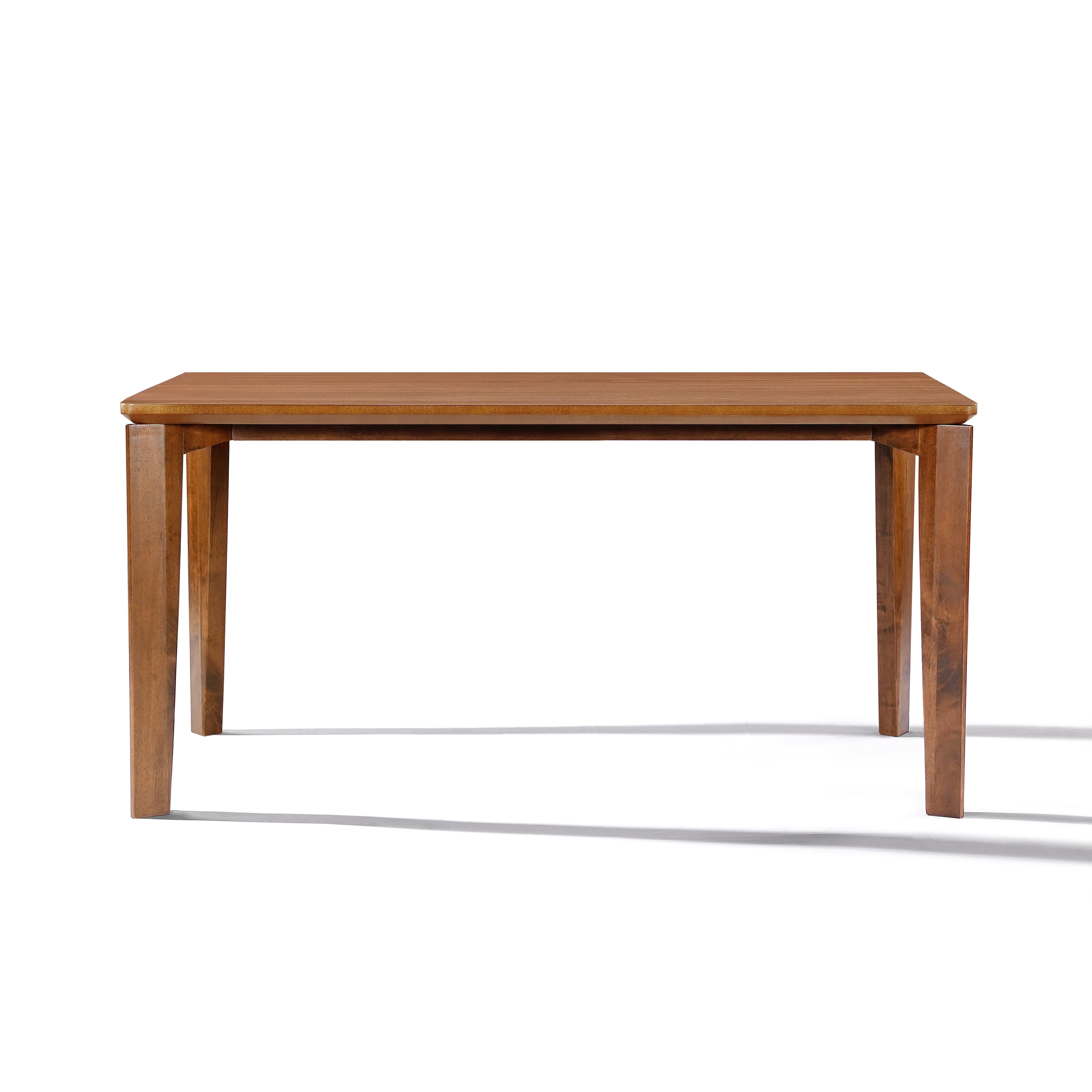 Walnut Veneer MDF Wood 6-Person Rectangle Dining Table with Rubberwood ...