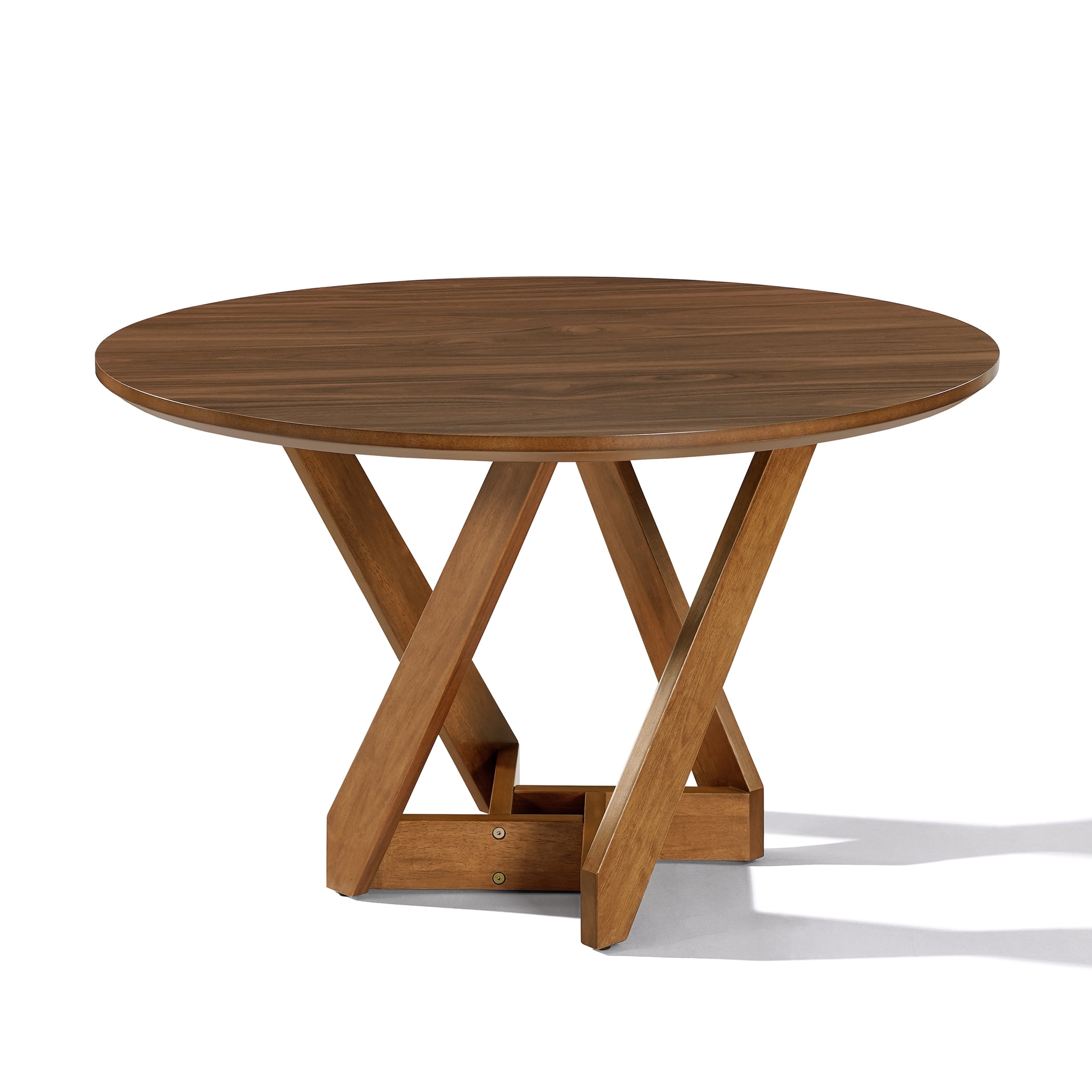 Walnut Veneer MDF Wood Round 4-Person Round Kitchen Table with ...