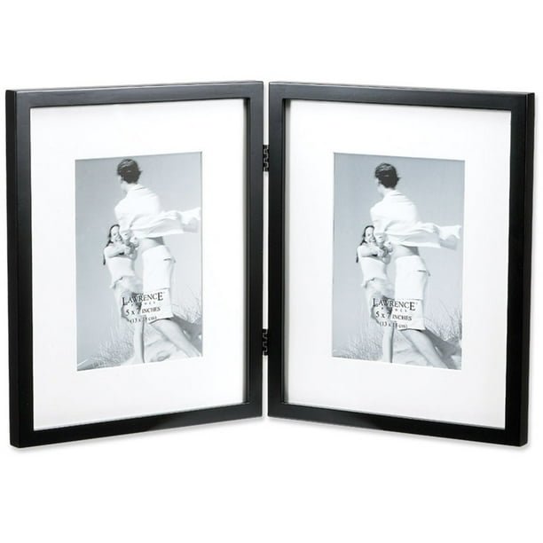Walnut Wood 8x10 Hinged Double Picture Frame Matted to 5x7 - Walmart.com