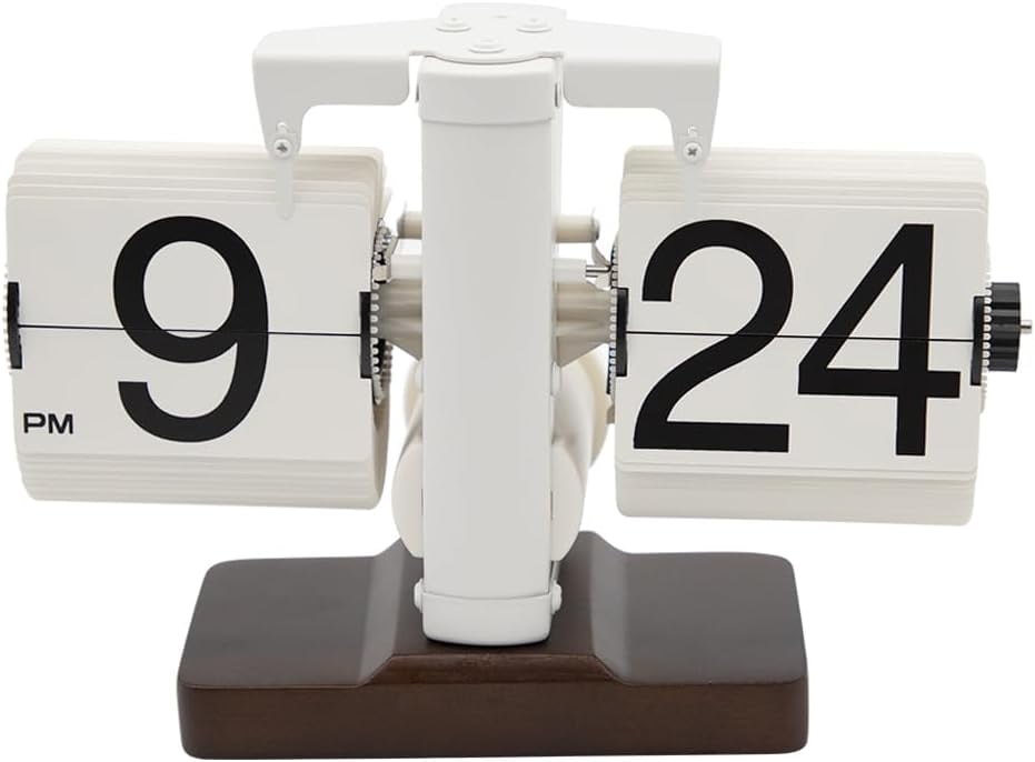 Walnut Wood Base Flip Down Clock,Retro Digital Flip Desk Clock,Vintage ...